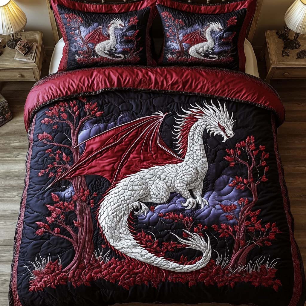 Crimson Frost 3-Piece Quilted Bedding Set NCU0NT7895 – Vantique