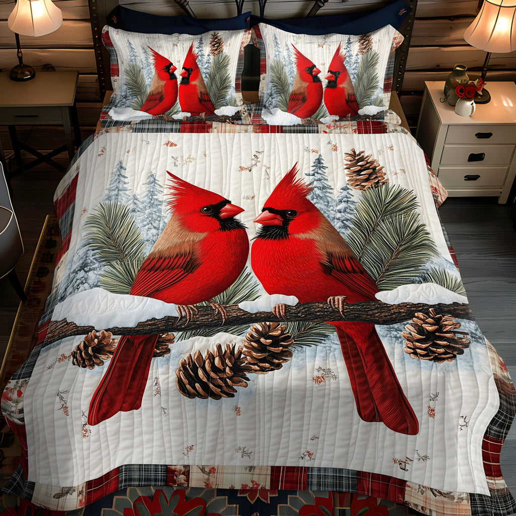 Crimson Winter 3-Piece Quilted Bedding Set NCU0TL1502 – Vantique