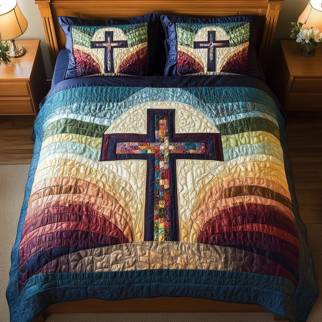Cross of Hope 3-Piece Quilted Bedding Set NCU0DK3246 – Vantique