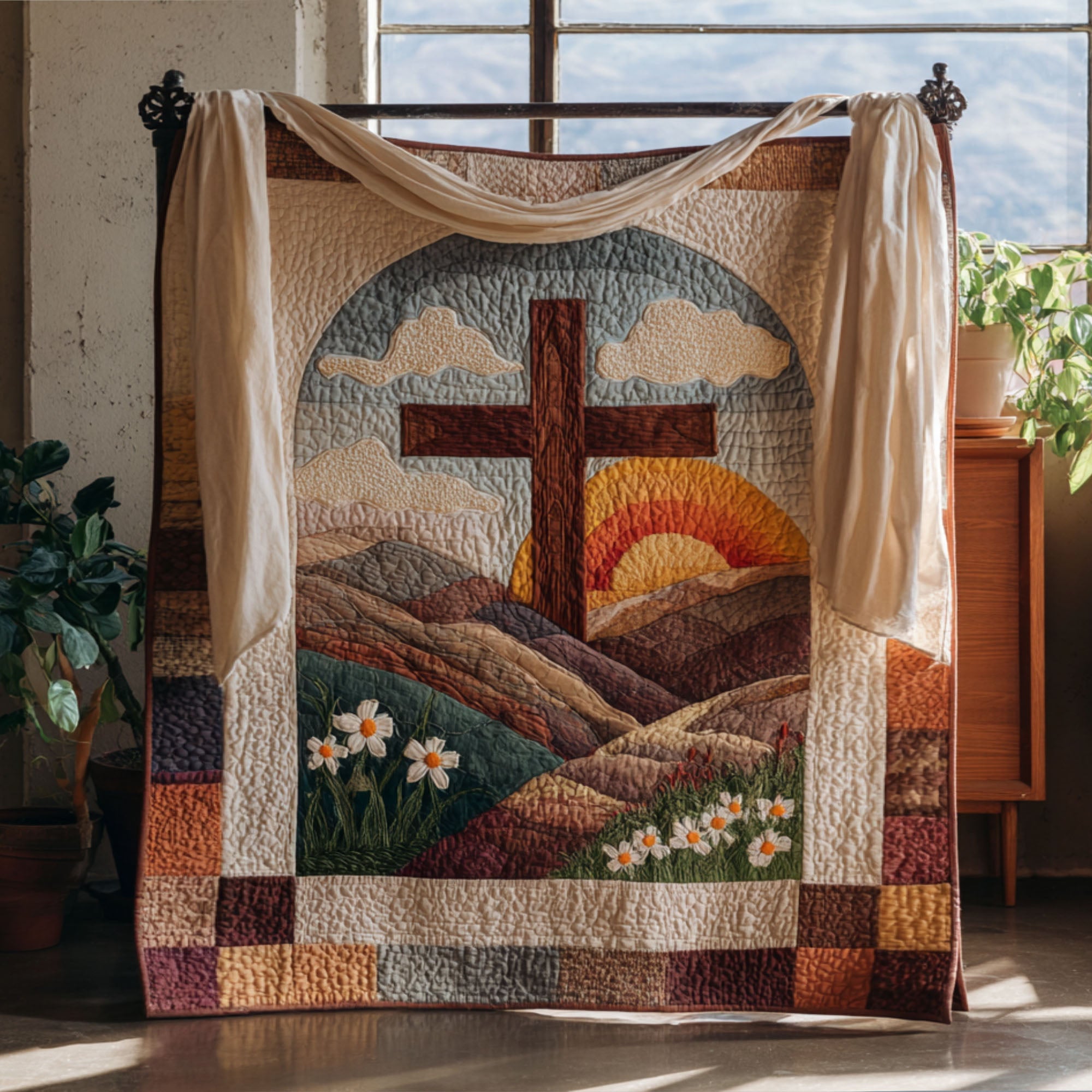 Cross of Salvation Quilted Blanket NCU0PT7526 – Vantique
