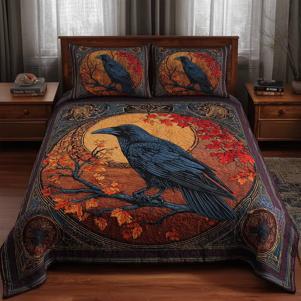 Crow Wings 3-Piece Quilted Bedding Set NCU0DK8277 – Vantique