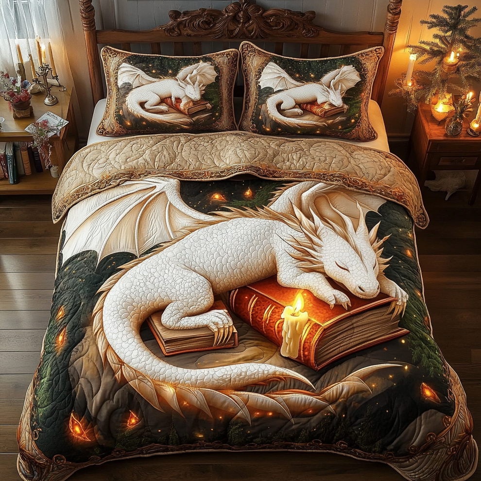 Cuddling Dragon 3-Piece Quilted Bedding Set NCU0DV2462 – Vantique