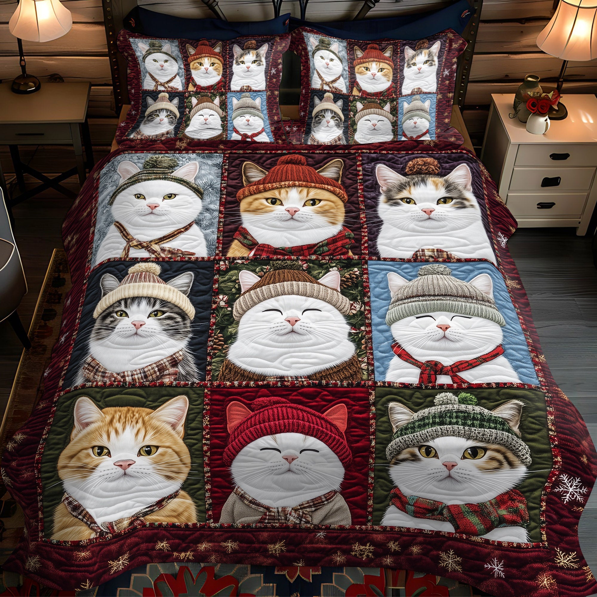 Cuddly Cats 3-Piece Quilted Bedding Set NCU0TL1183 – Vantique