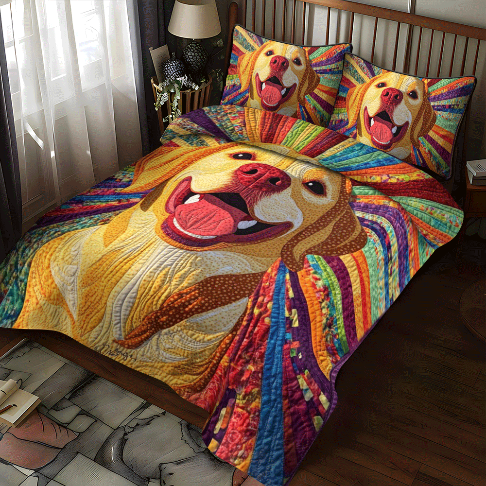 Cute Labrador Portraits 3-Piece Quilted Bedding Set NCU0PD548 – Vantique
