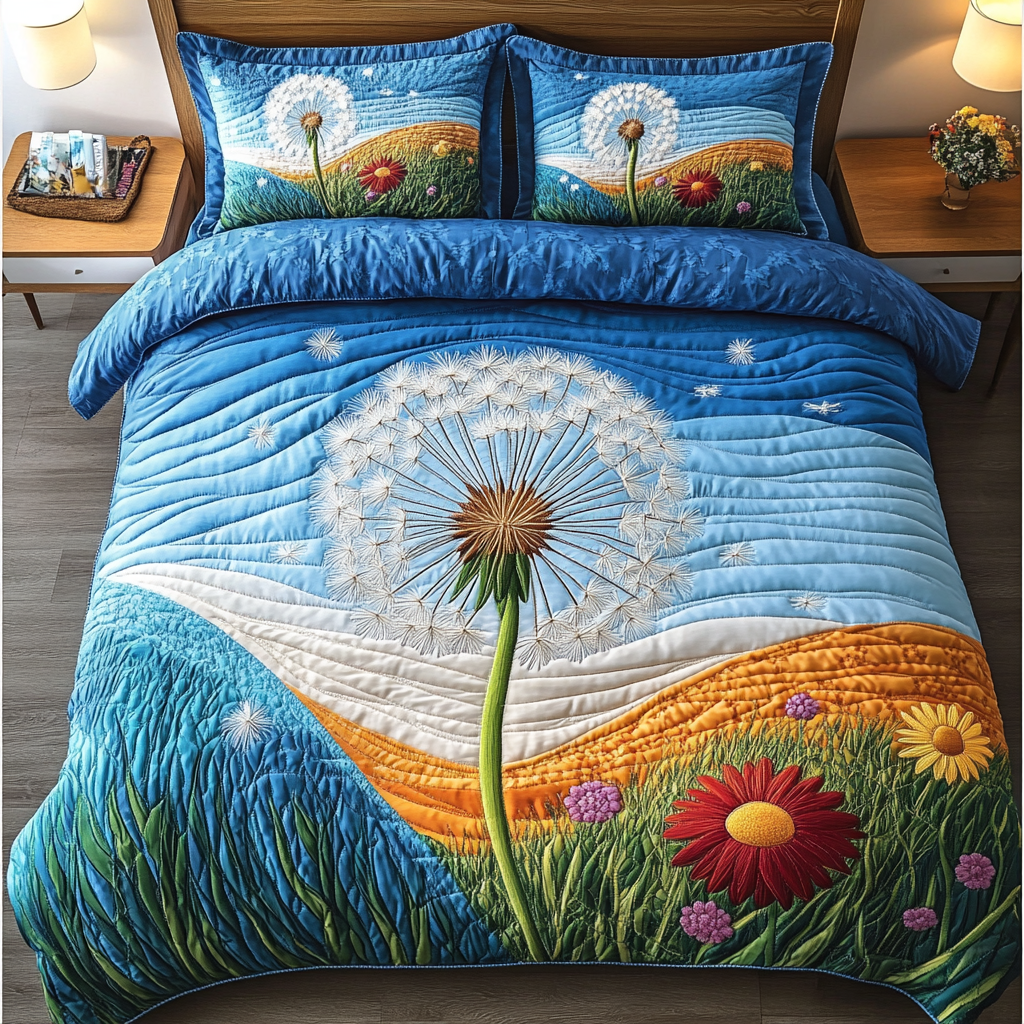 Dandelion Charm 3-Piece Quilted Bedding Set NCU0DK4123 – Vantique