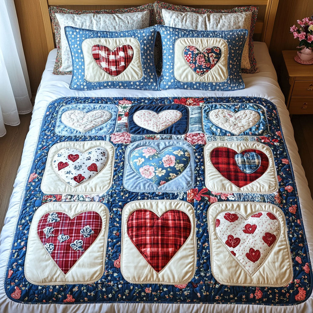 Denim Love 3-Piece Quilted Bedding Set NCU0NT3414 – Vantique