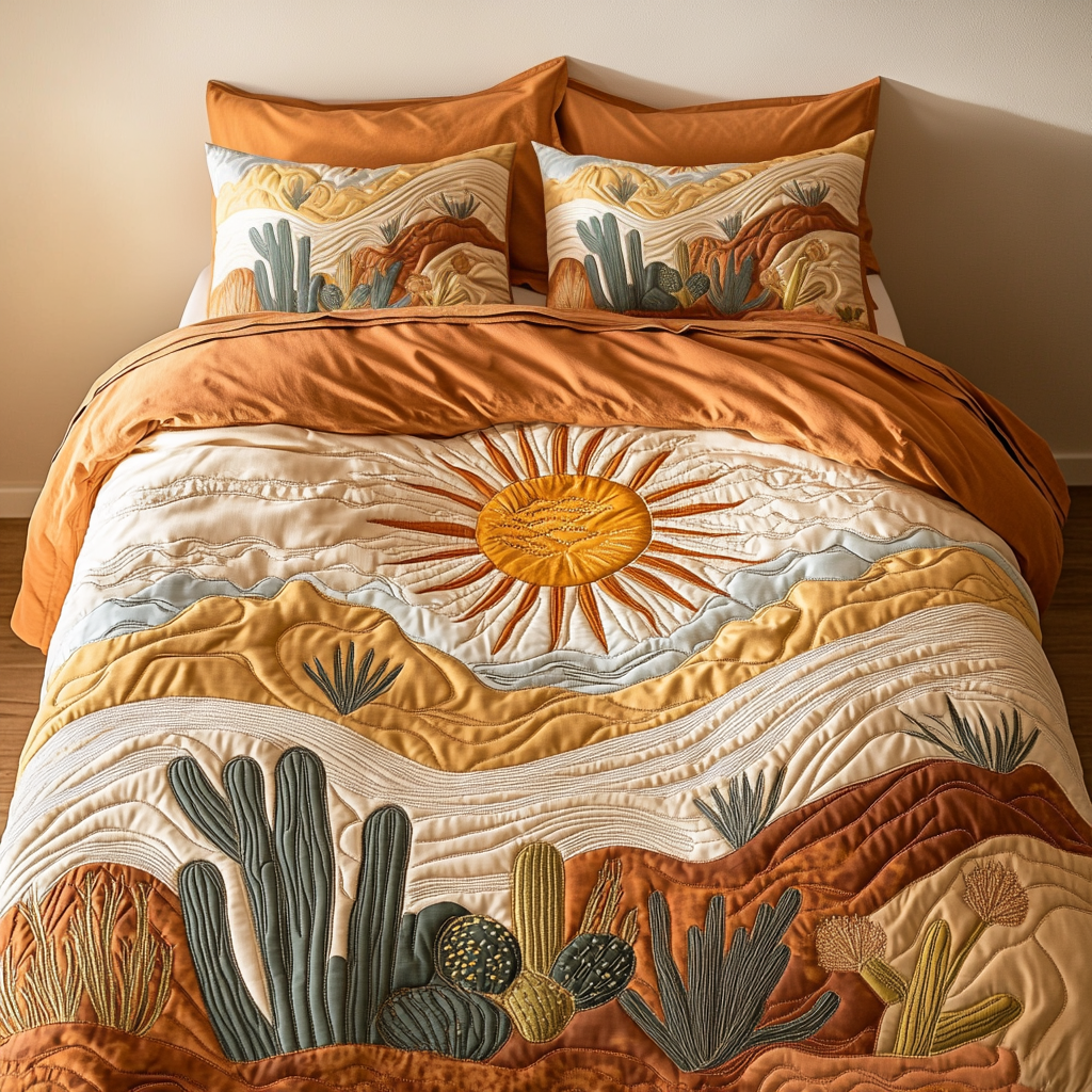 Desert Bloom 3-Piece Quilted Bedding Set NCU0VH3069 – Vantique