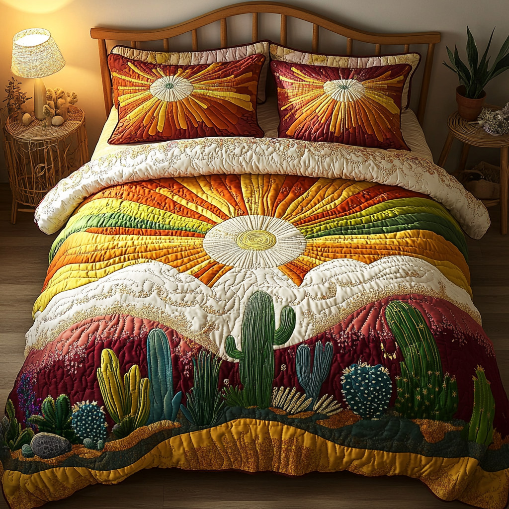 Desert Bloom 3-Piece Quilted Bedding Set NCU0DV3684 – Vantique