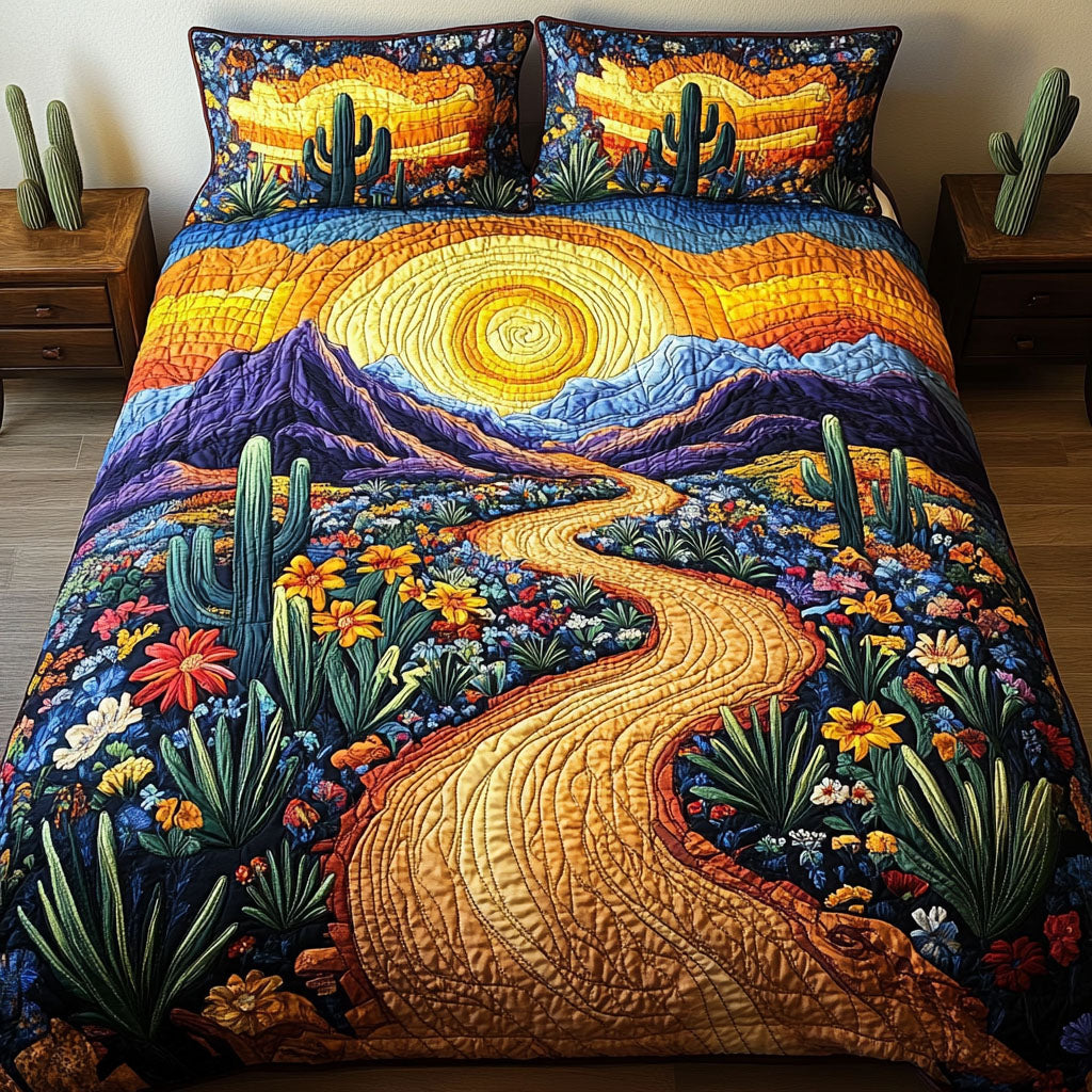 Desert Bloom Trail 3-Piece Quilted Bedding Set NCU0NT3681 – Vantique