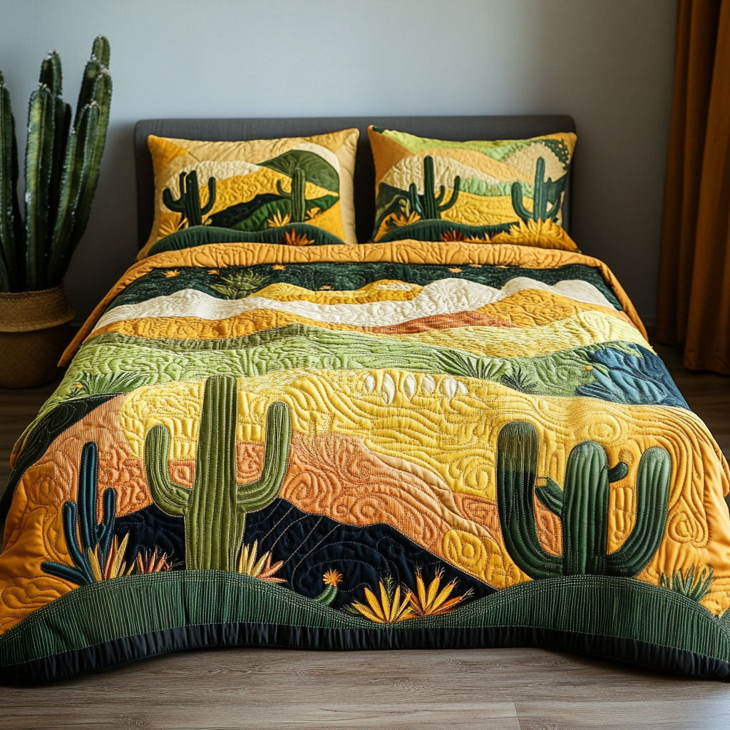 Desert Bloomscape 3-Piece Quilted Bedding Set NCU0NT4164 – Vantique