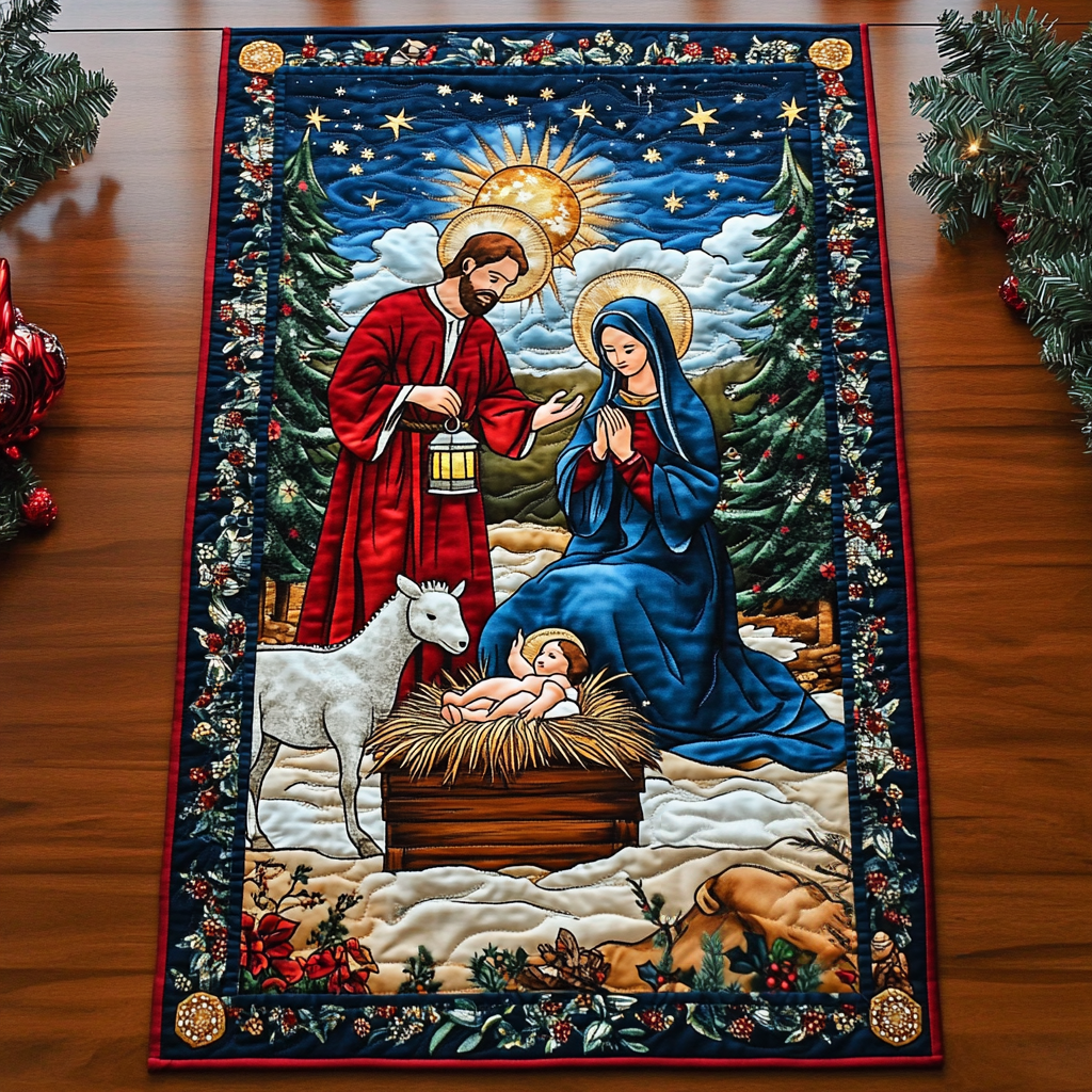 Divine Nativity Blessings Quilted Table Runner NCU0DK1644 – Vantique