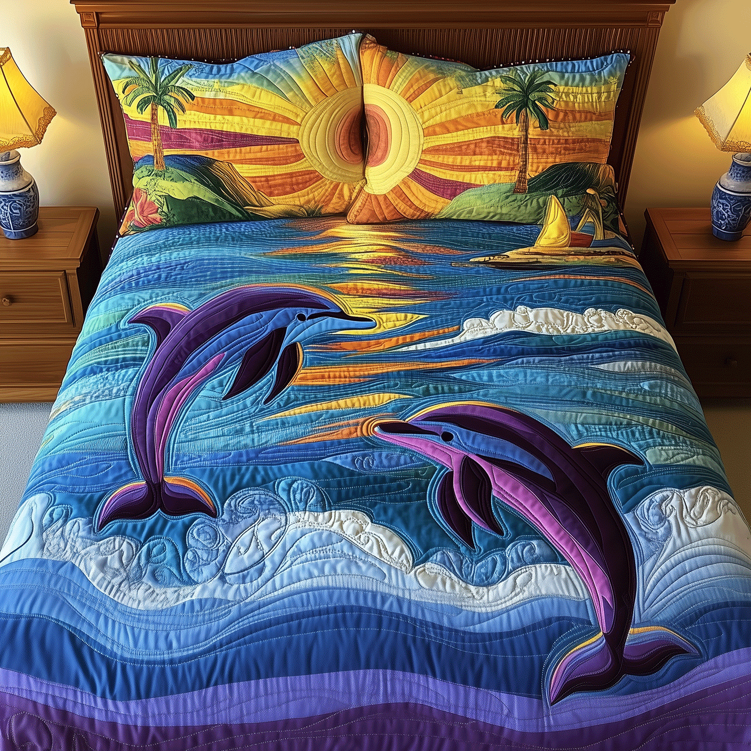 Dolphin Horizon Quilted Bedding Set NCU0TH2714 – Vantique