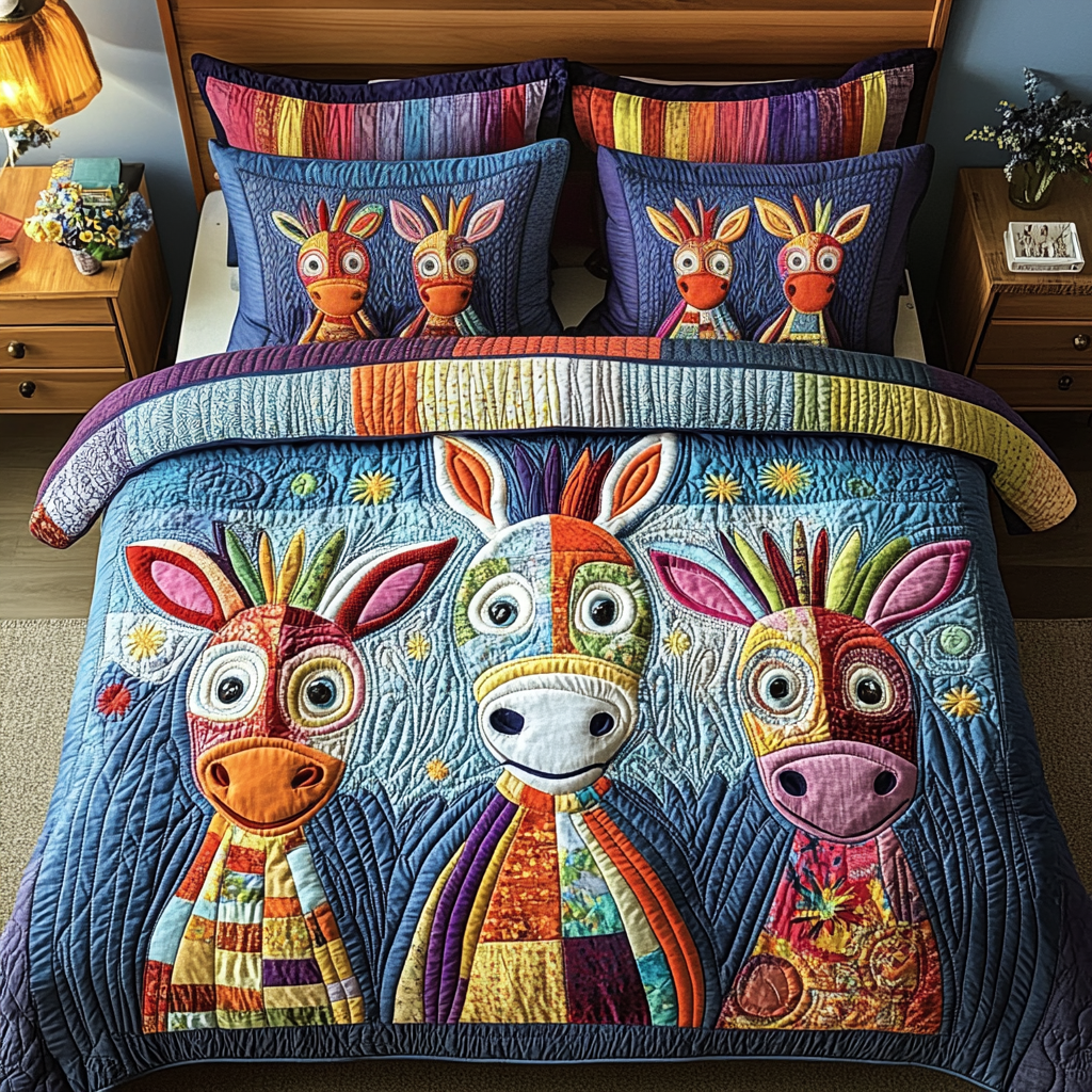 Donkey Dreams 3-Piece Quilted Bedding Set NCU0VH3513 – Vantique