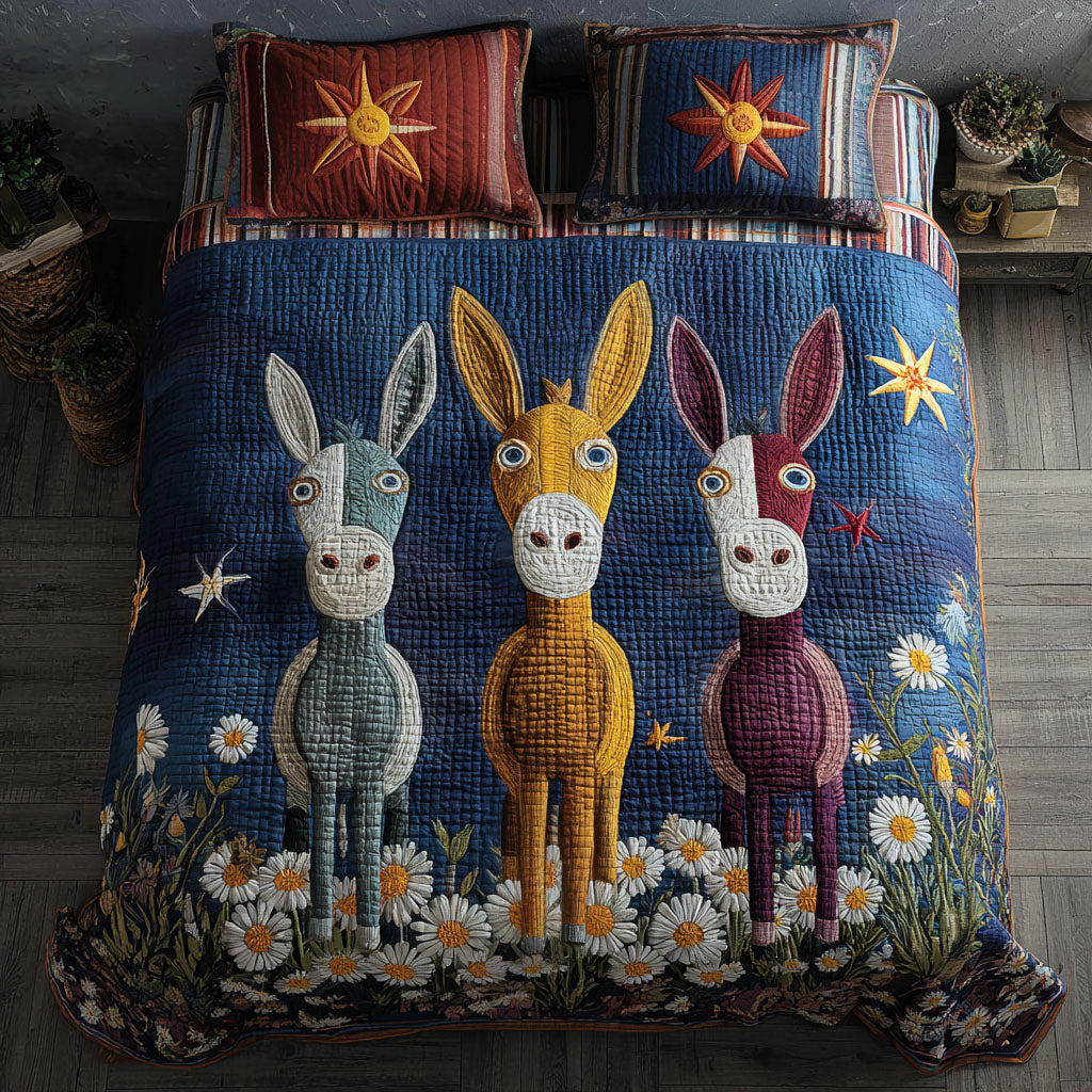 Donkey of Courage 3-Piece Quilted Bedding Set NCU0PT7638 – Vantique