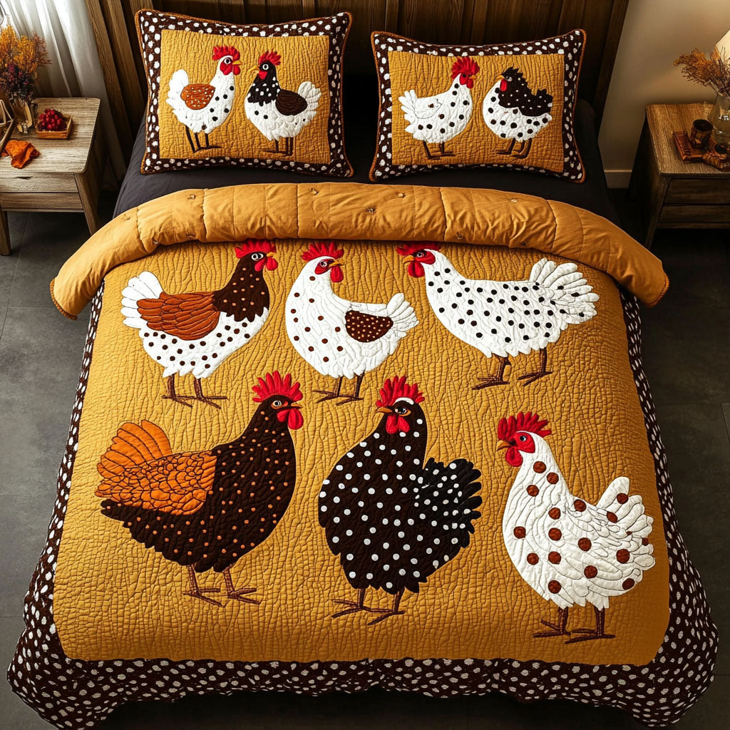Dotted Flock 3-Piece Quilted Bedding Set NCU0NT3528 – Vantique