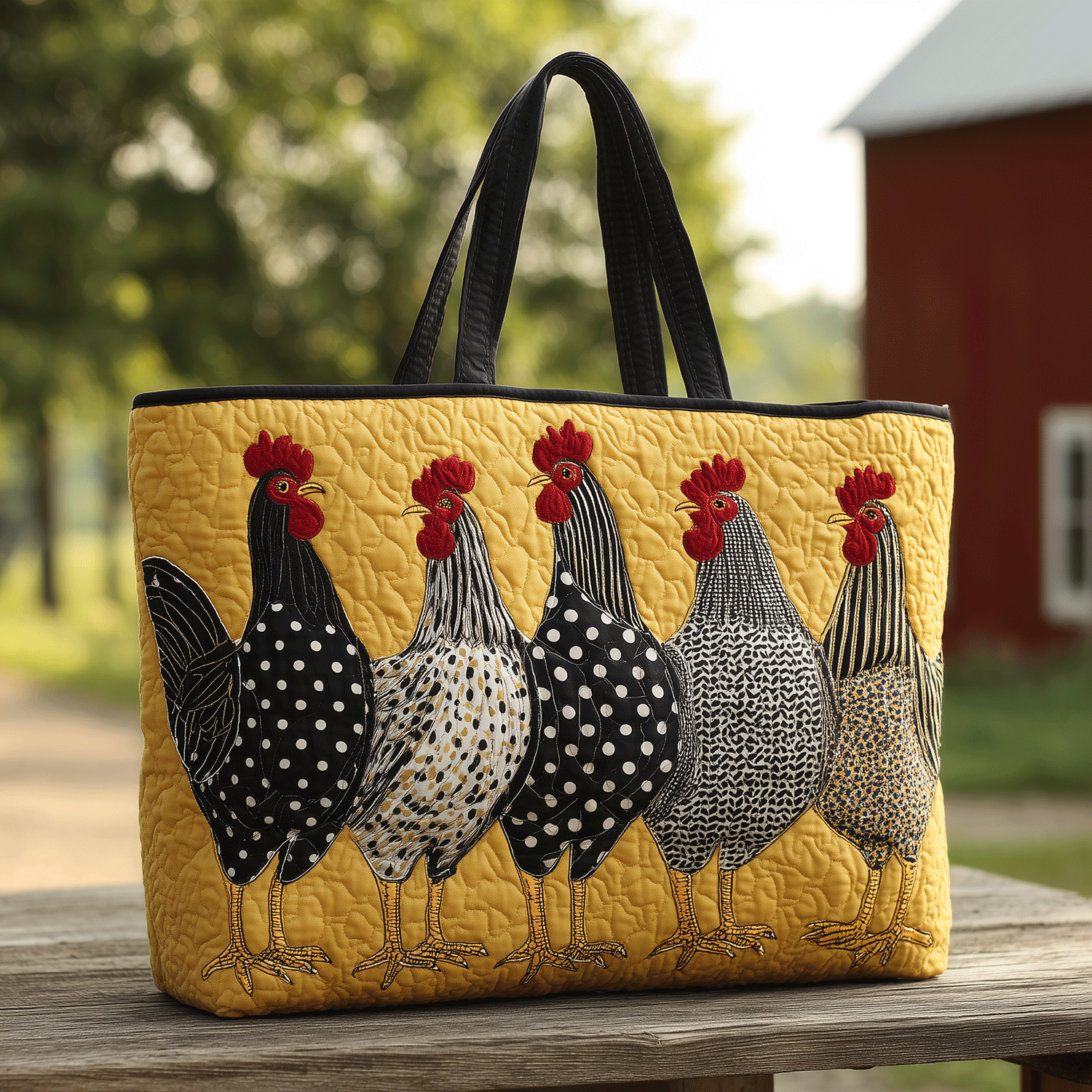 Dotted Hens Quilted Tote Bag NCU0TH2816 – Vantique