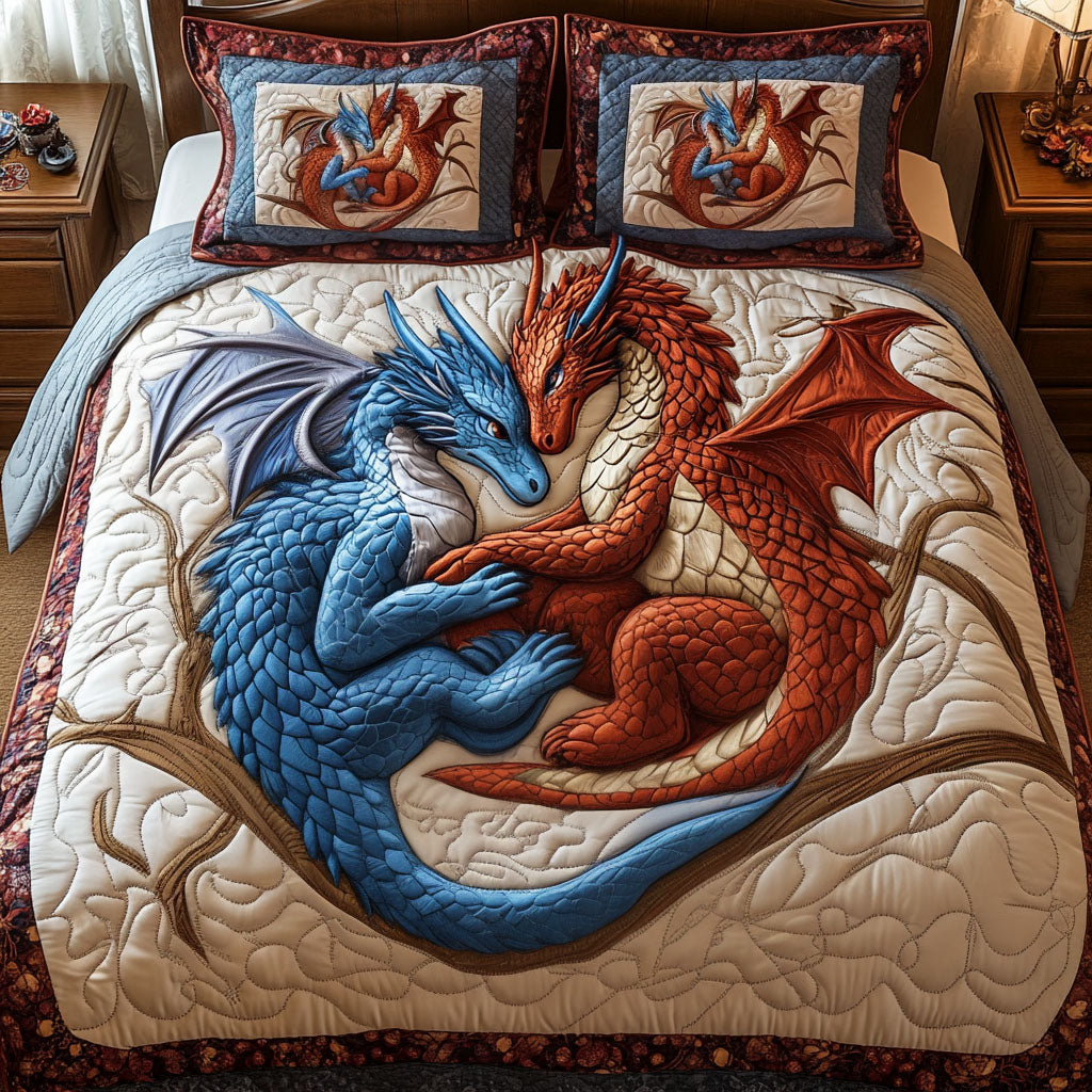 Dragon Embrace 3-Piece Quilted Bedding Set NCU0NT2613 – Vantique