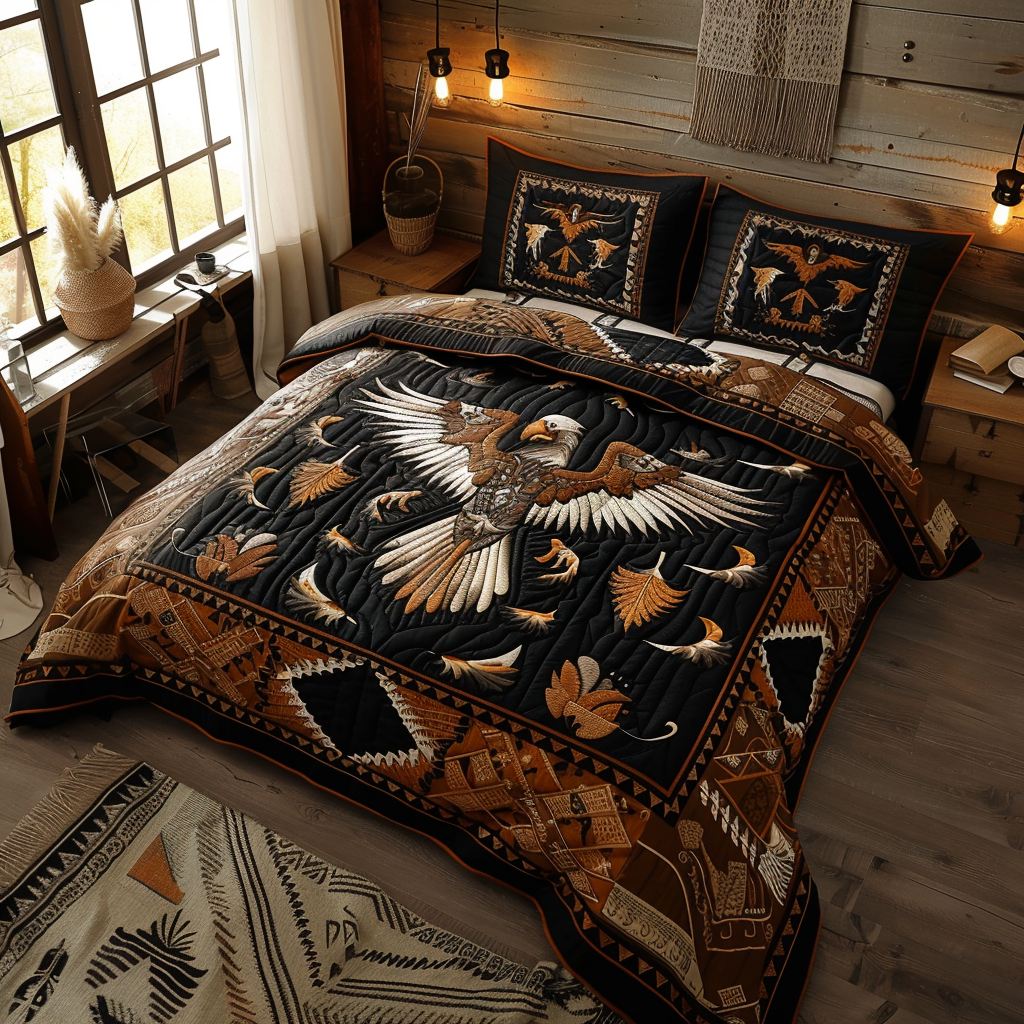 Eagle's Embrace 3-Piece Quilted Bedding Set NCU0TH646 – Vantique