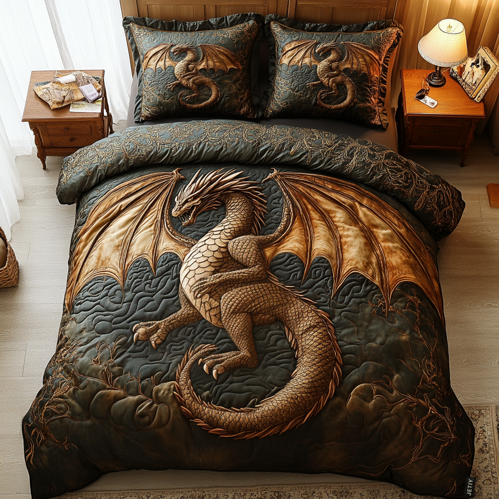 Eldritch Ember 3-Piece Quilted Bedding Set NCU0DV2507 – Vantique