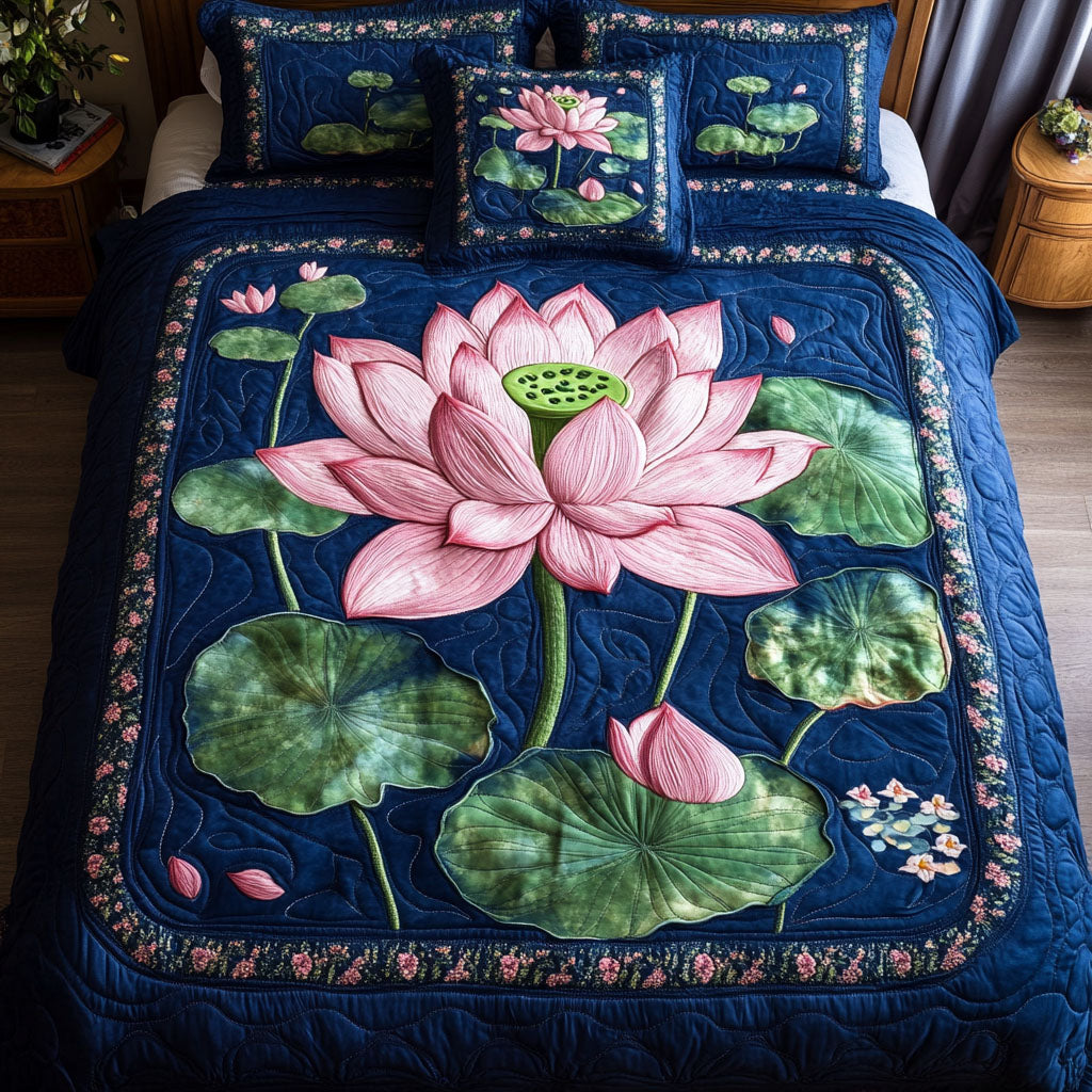 Elegance Lotus 3-Piece Quilted Bedding Set NCU0NT3135 – Vantique