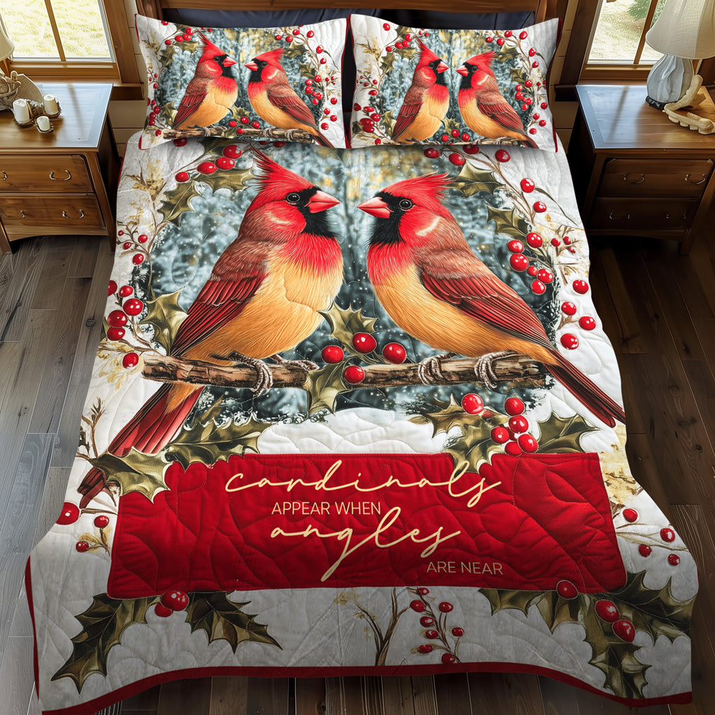 Elegant Cardinals 3-Piece Quilted Bedding Set NCU0TL1488 – Vantique