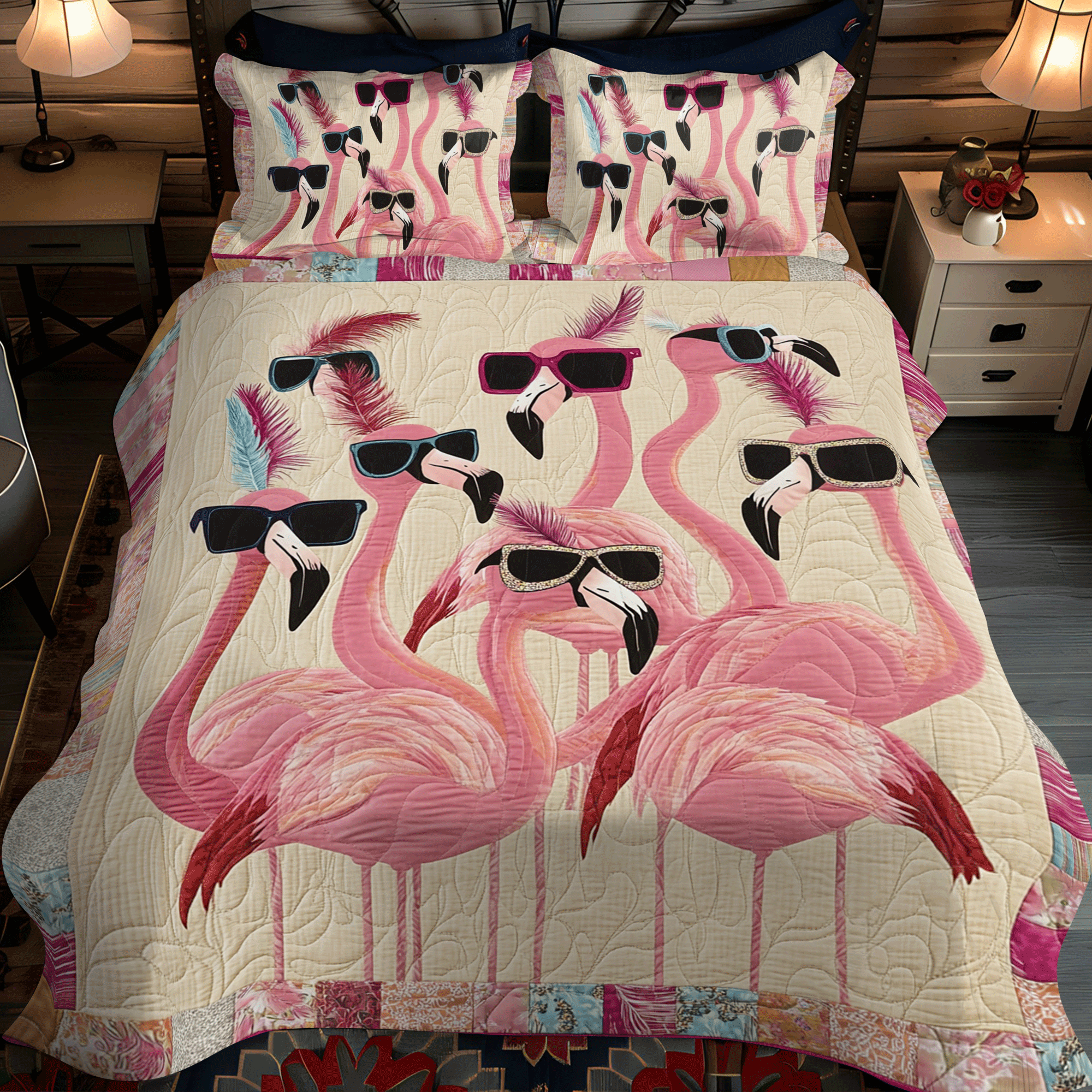 Elegant Flamingo Tropical 3-Piece Quilted Bedding Set NCU0PD497 – Vantique
