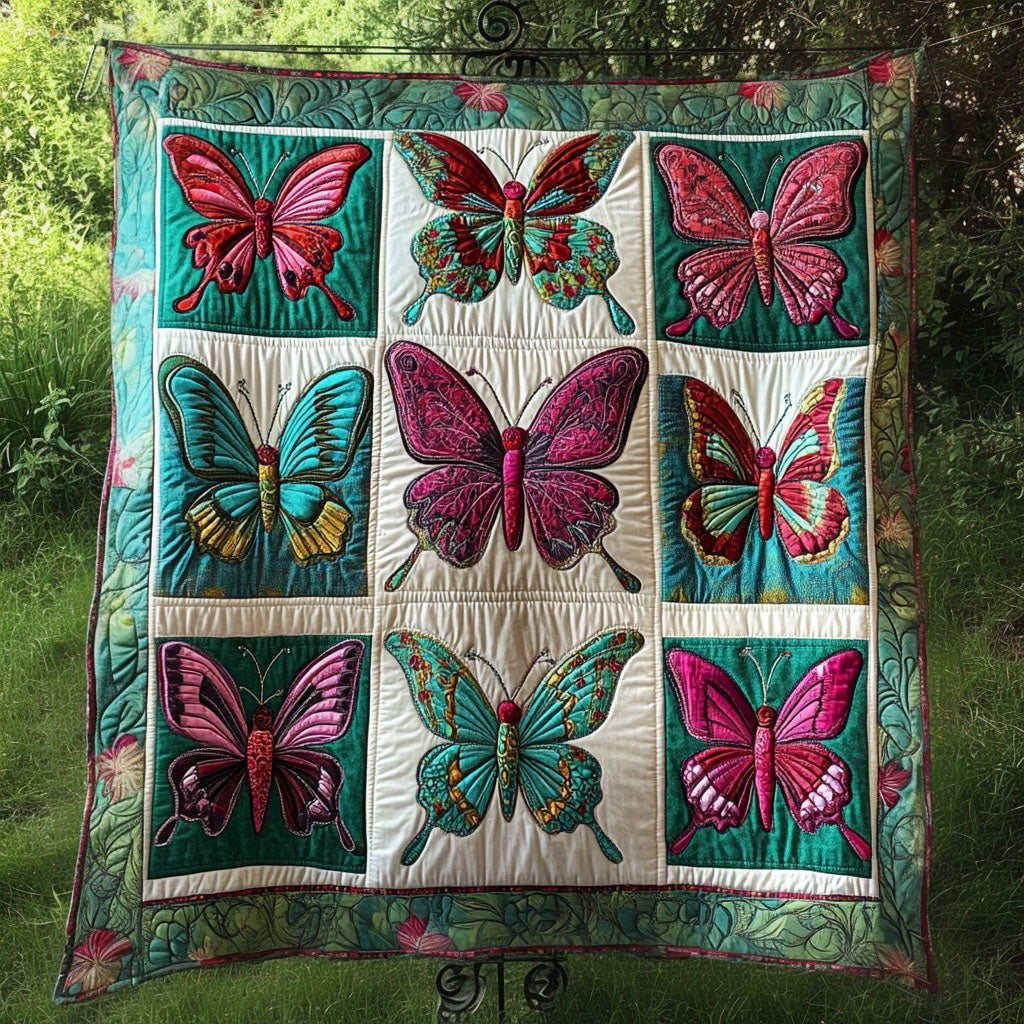 Elegant Floral Butterflies Quilted Blanket NCU0NT3398 – Vantique