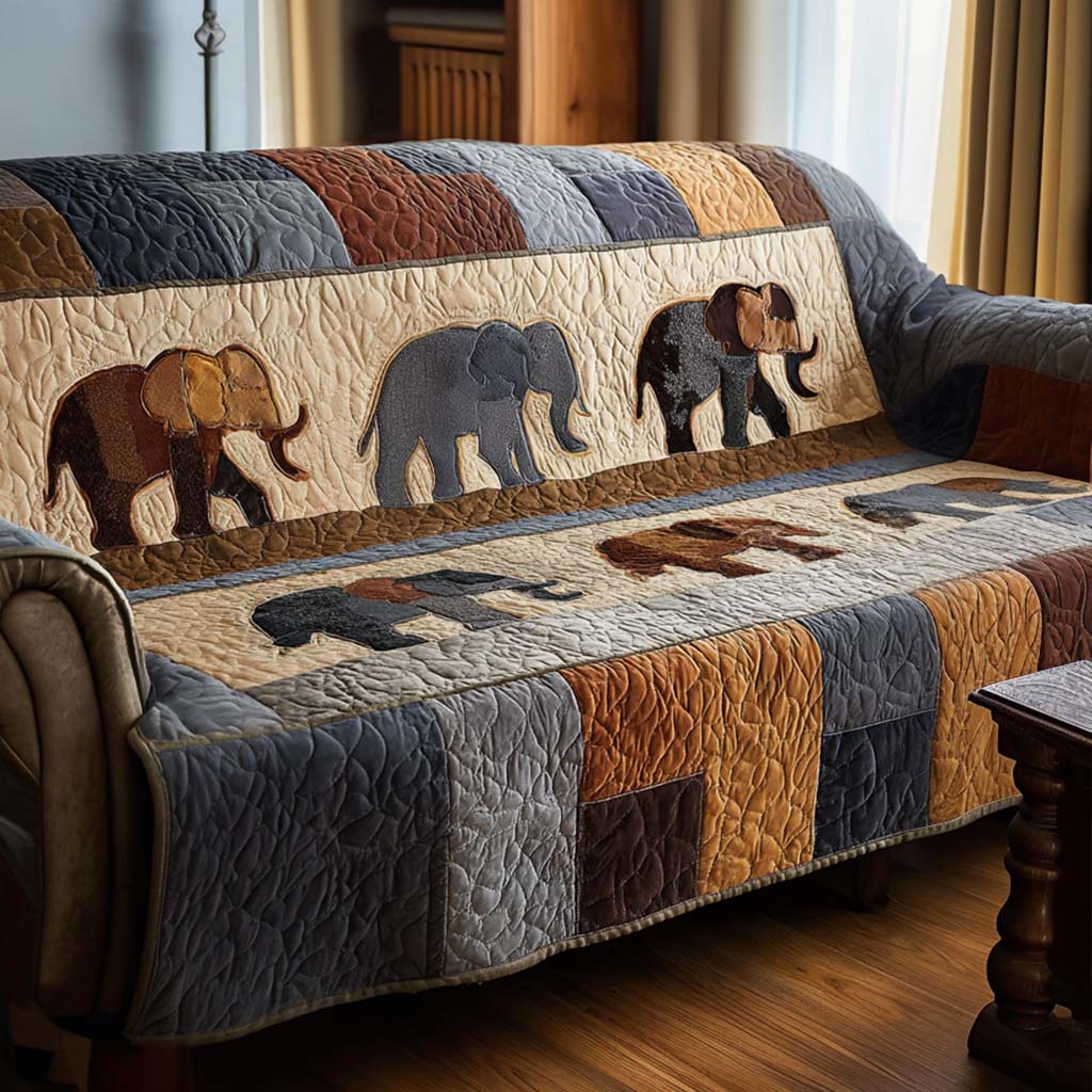 Elephant Family Quilted Sofa Cover NCU0NT10854 – Vantique