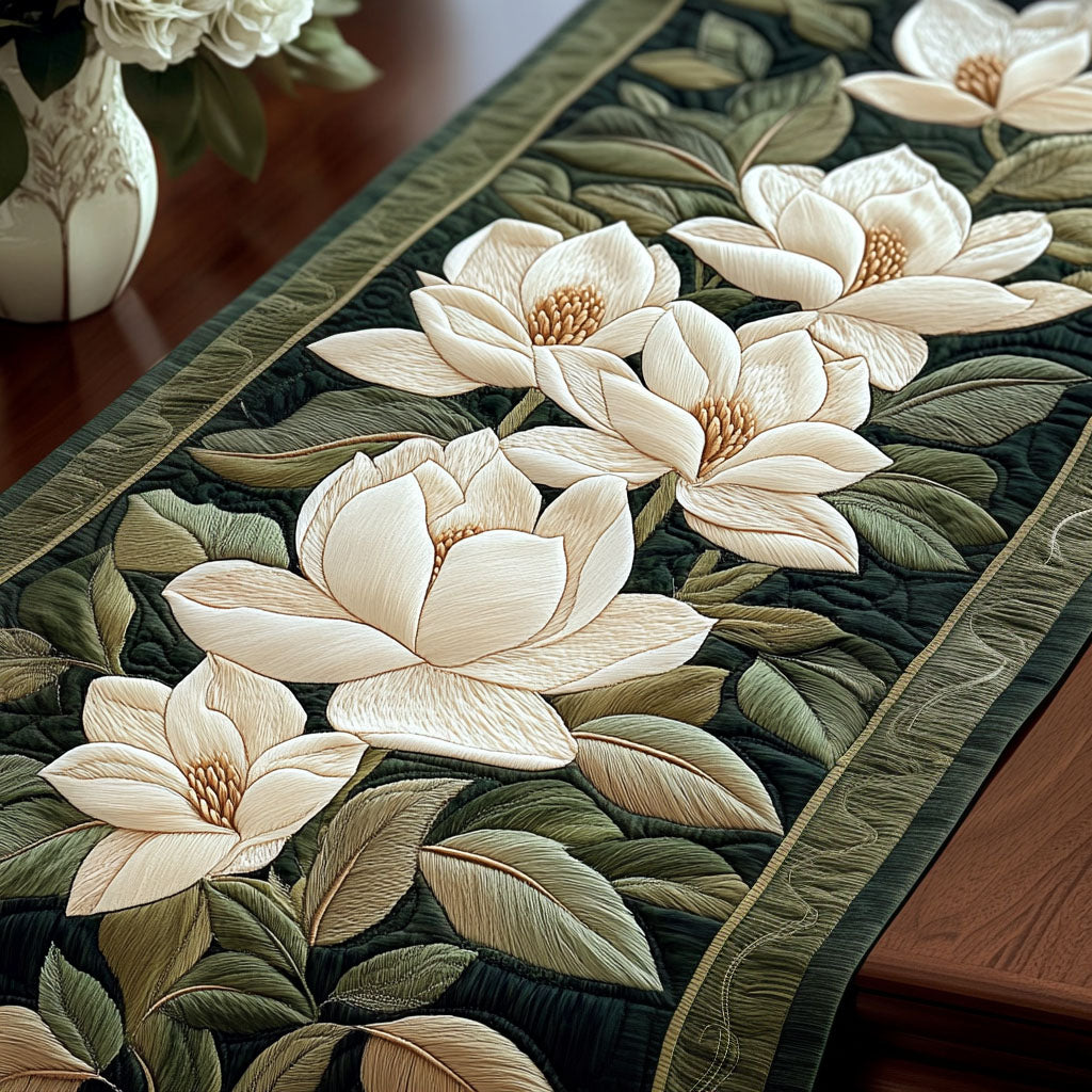 Emerald Magnolia Charm Quilted Table Runner NCU0NT3696 – Vantique