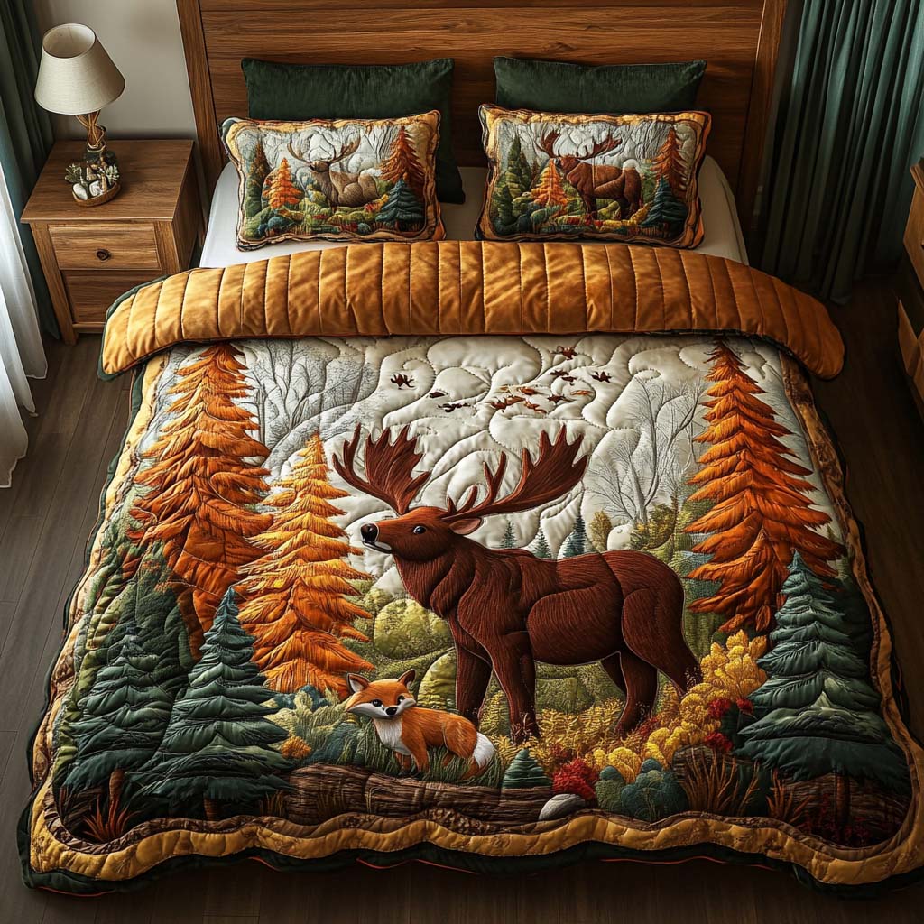 Enchanted Forest Life 3-Piece Quilted Bedding Set NCU0NT8720 – Vantique