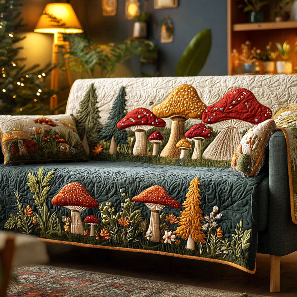 Enchanted Fungi Quilted Sofa Cover NCU0TV1266 – Vantique
