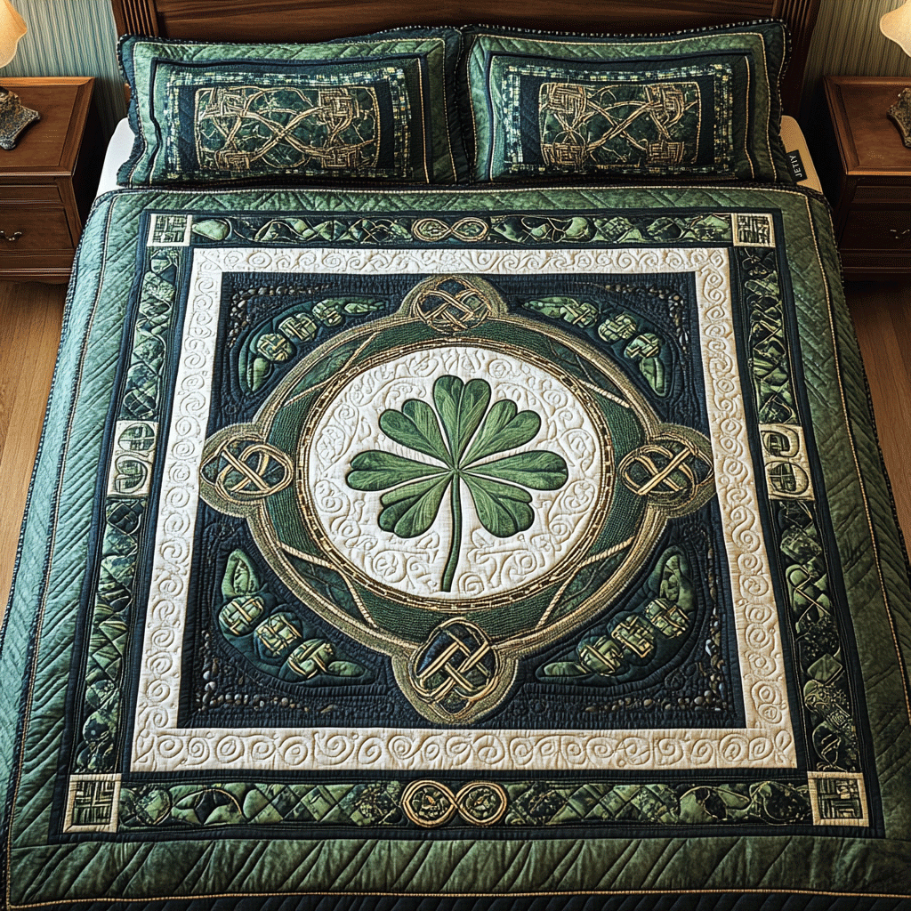 Lucky Clover Haven 3-Piece Quilted Bedding Set NCU0TL2002 – Vantique