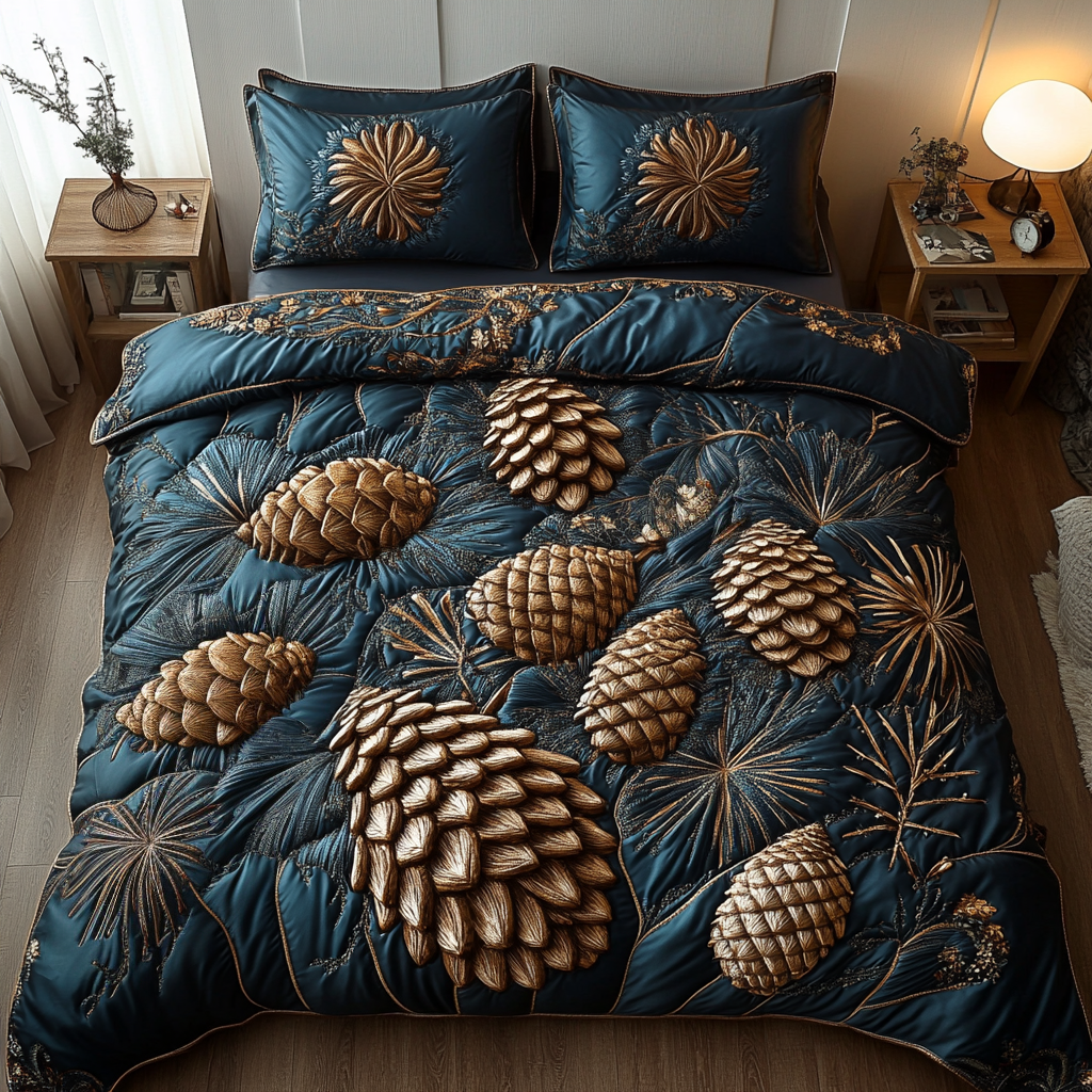Evergreen Cone 3-Piece Quilted Bedding Set NCU0VH5332 – Vantique