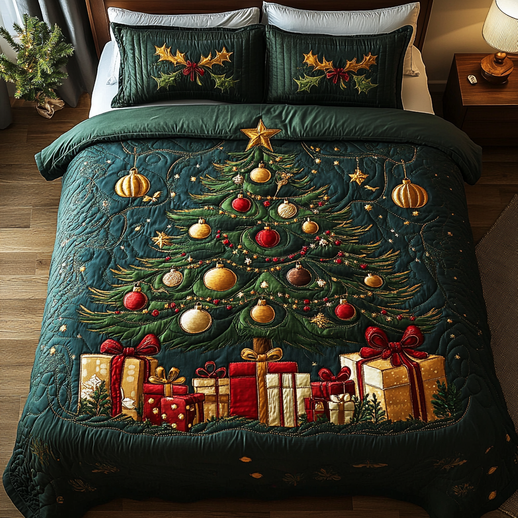 Evergreen Dreams 3-Piece Quilted Bedding Set NCU0VH833 – Vantique