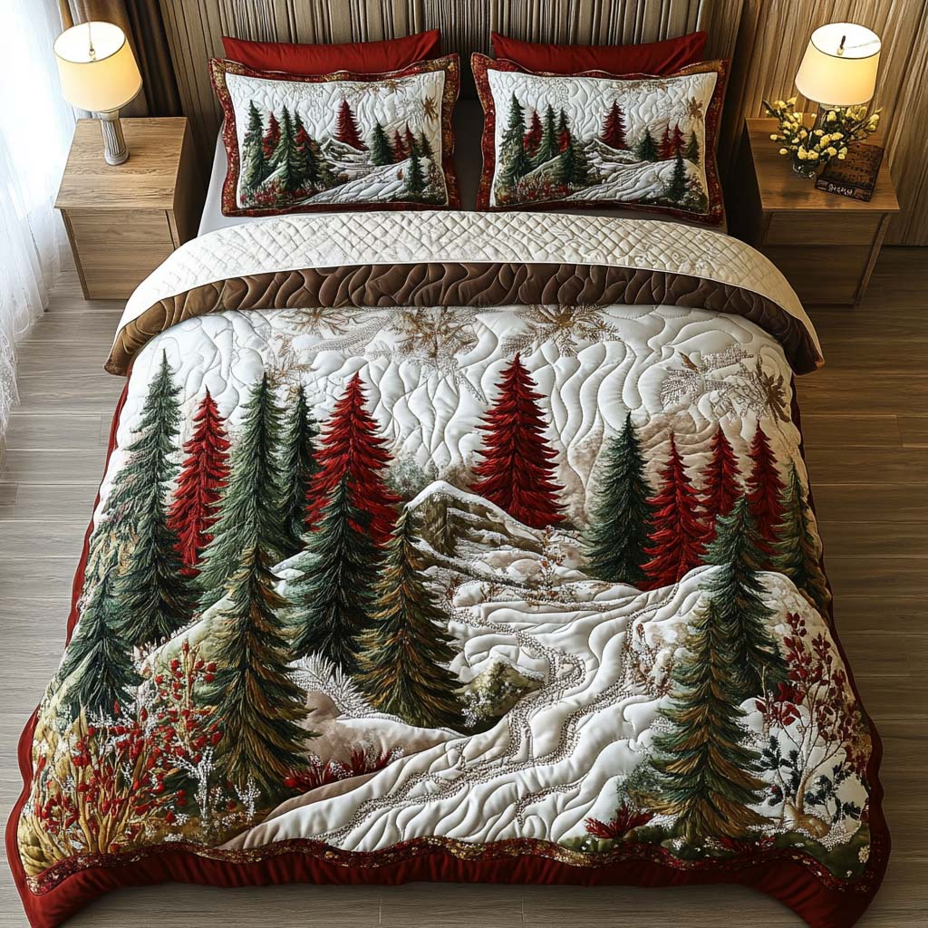 Evergreen Forest 3-Piece Quilted Bedding Set NCU0NT9551 – Vantique