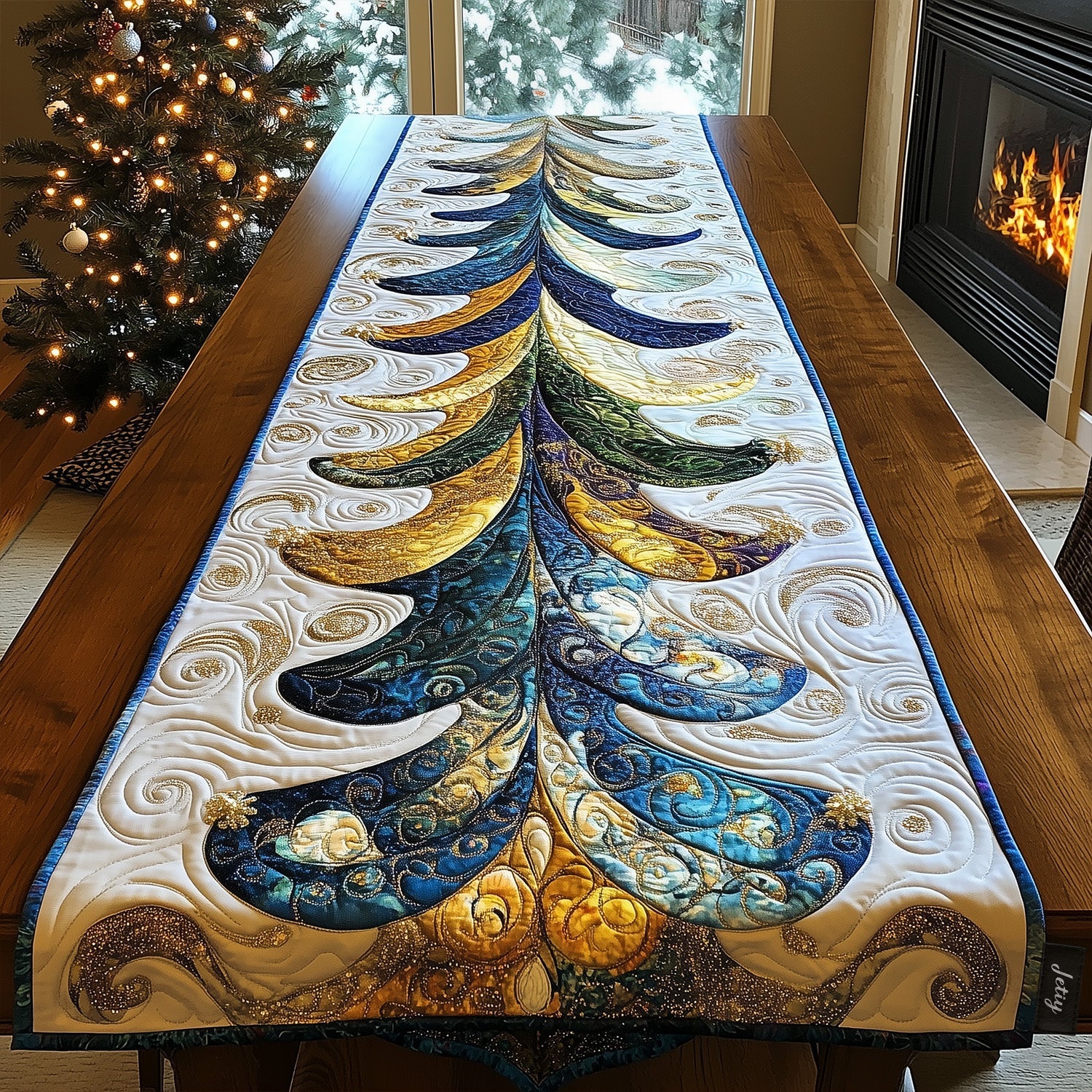 Evergreen Sparkle Quilted Table Runner NCU0PT2130 – Vantique