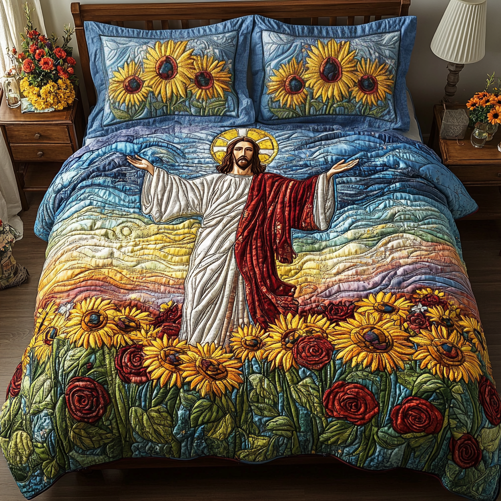 Faith Garden 3-Piece Quilted Bedding Set NCU0VH4992 – Vantique