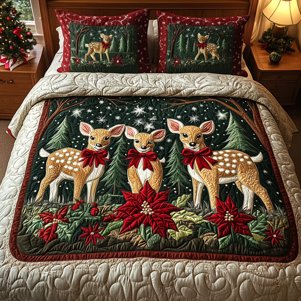 Fawn Delight 3-Piece Quilted Bedding Set NCU0VH538 – Vantique