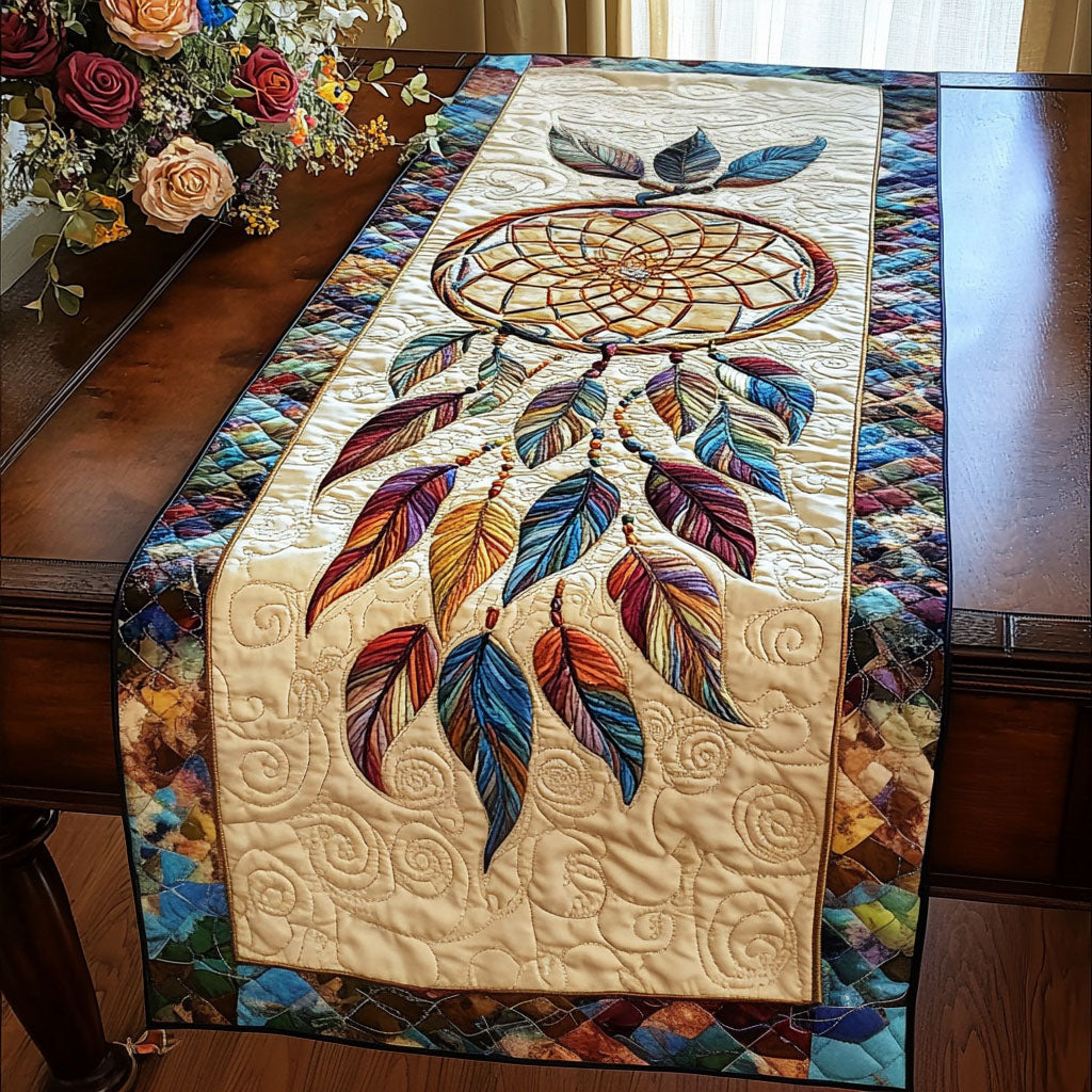 Feather Mosaic Quilted Table Runner NCU0NT3754 – Vantique