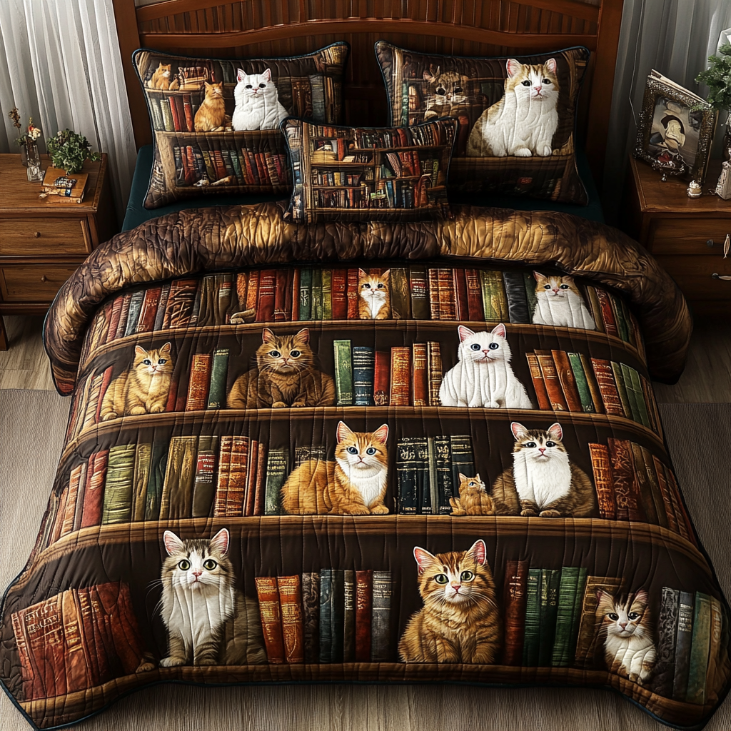 Feline Tales 3-Piece Quilted Bedding Set NCU0VL2196 – Vantique