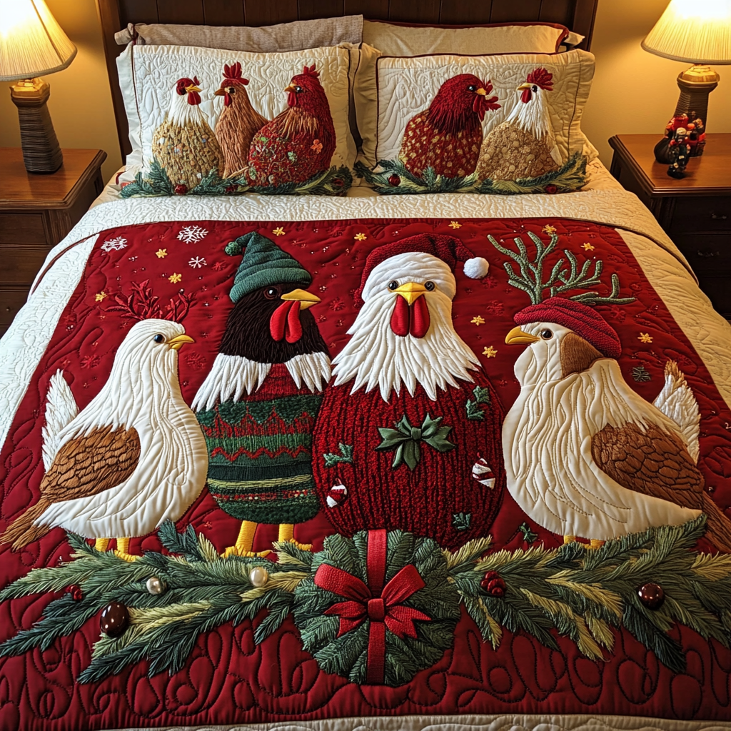 Festive Flock 3-Piece Quilted Bedding Set NCU0NT2094 – Vantique