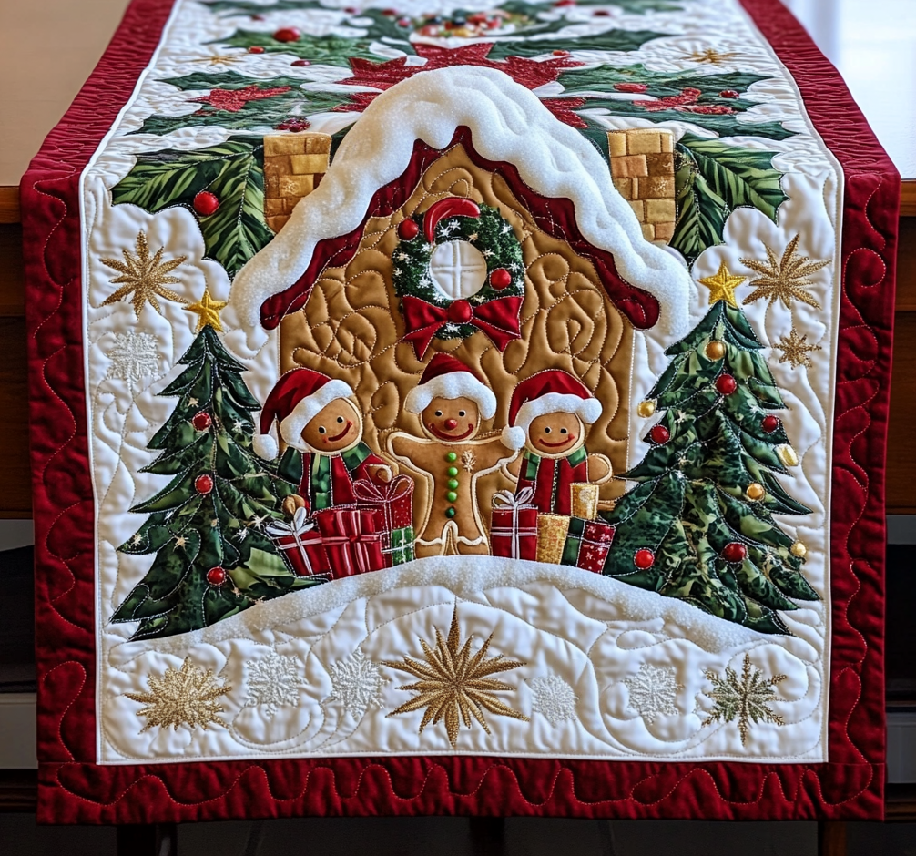 Festive Gingerbread Quilted Table Runner NCU0VH800 – Vantique