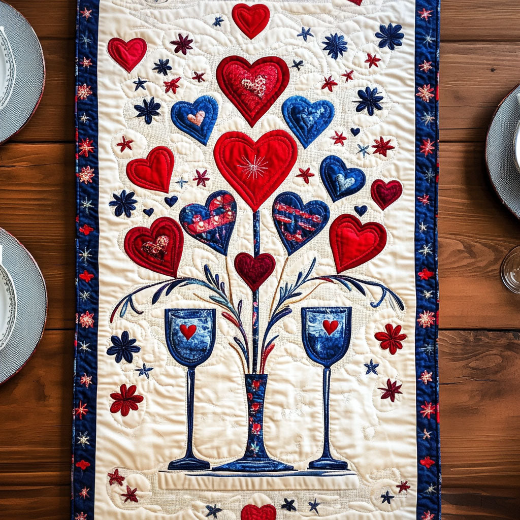 Festive Love Symphony Quilted Table Runner NCU0PT3798 – Vantique