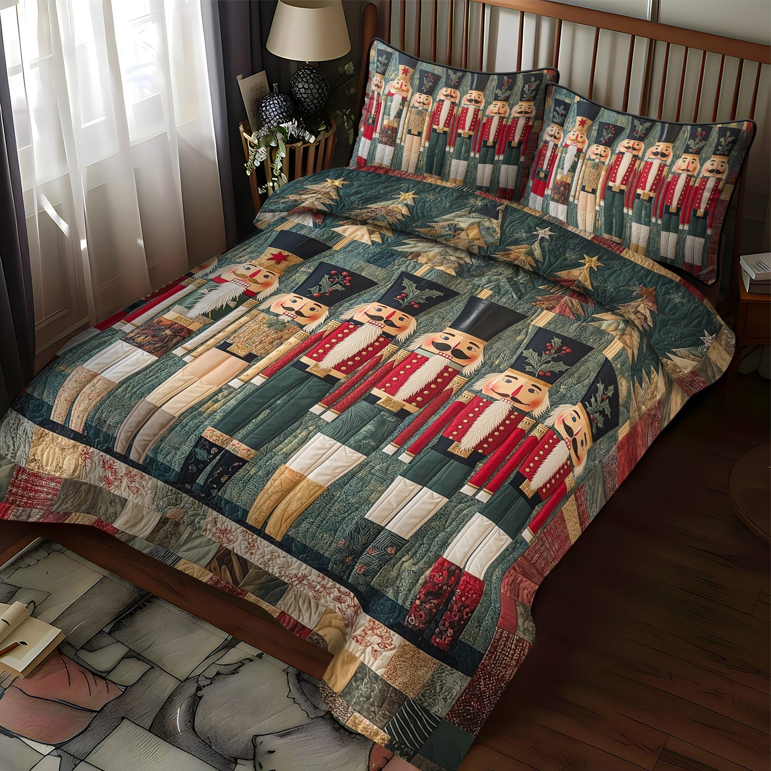 Festive Nutcracker 3-Piece Quilted Bedding Set NCU0TL1599 – Vantique