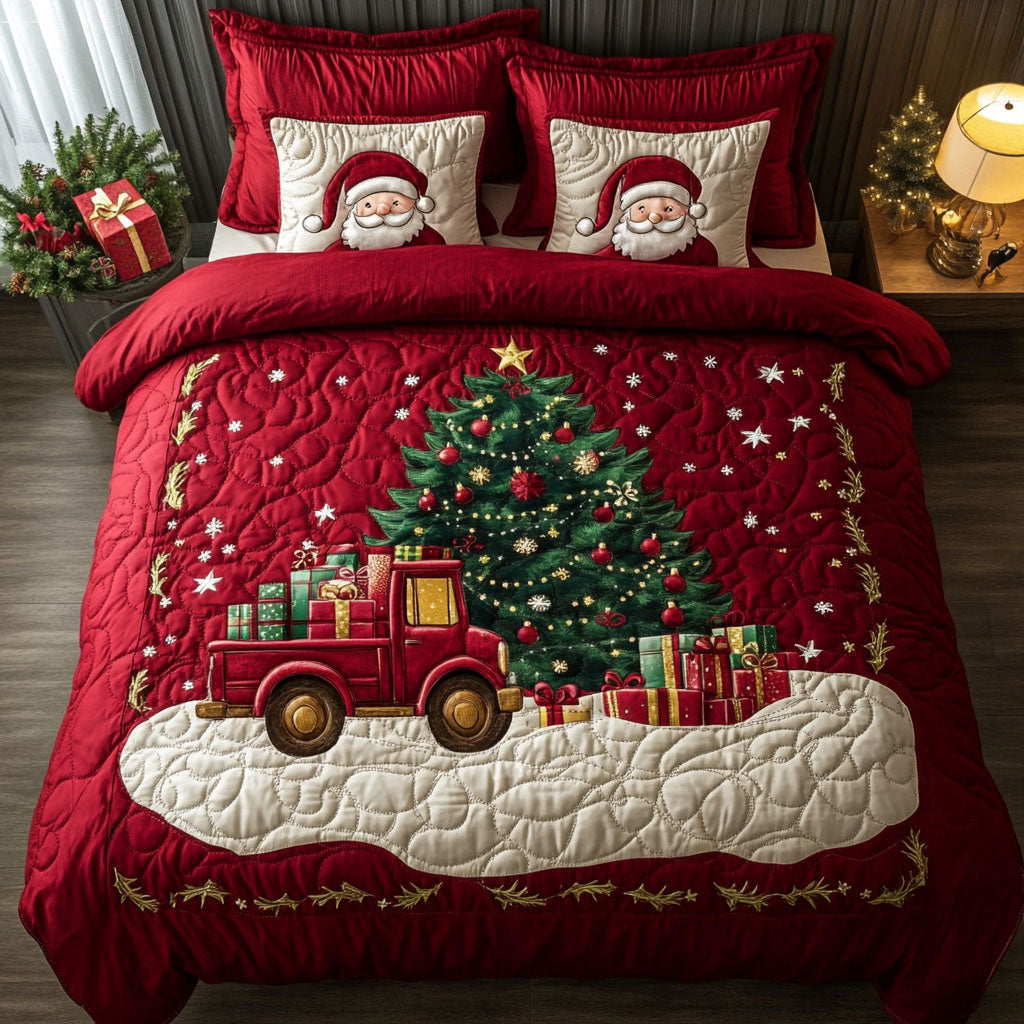Festive Tree Hauler 3-Piece Quilted Bedding Set NCU0PT2194 – Vantique