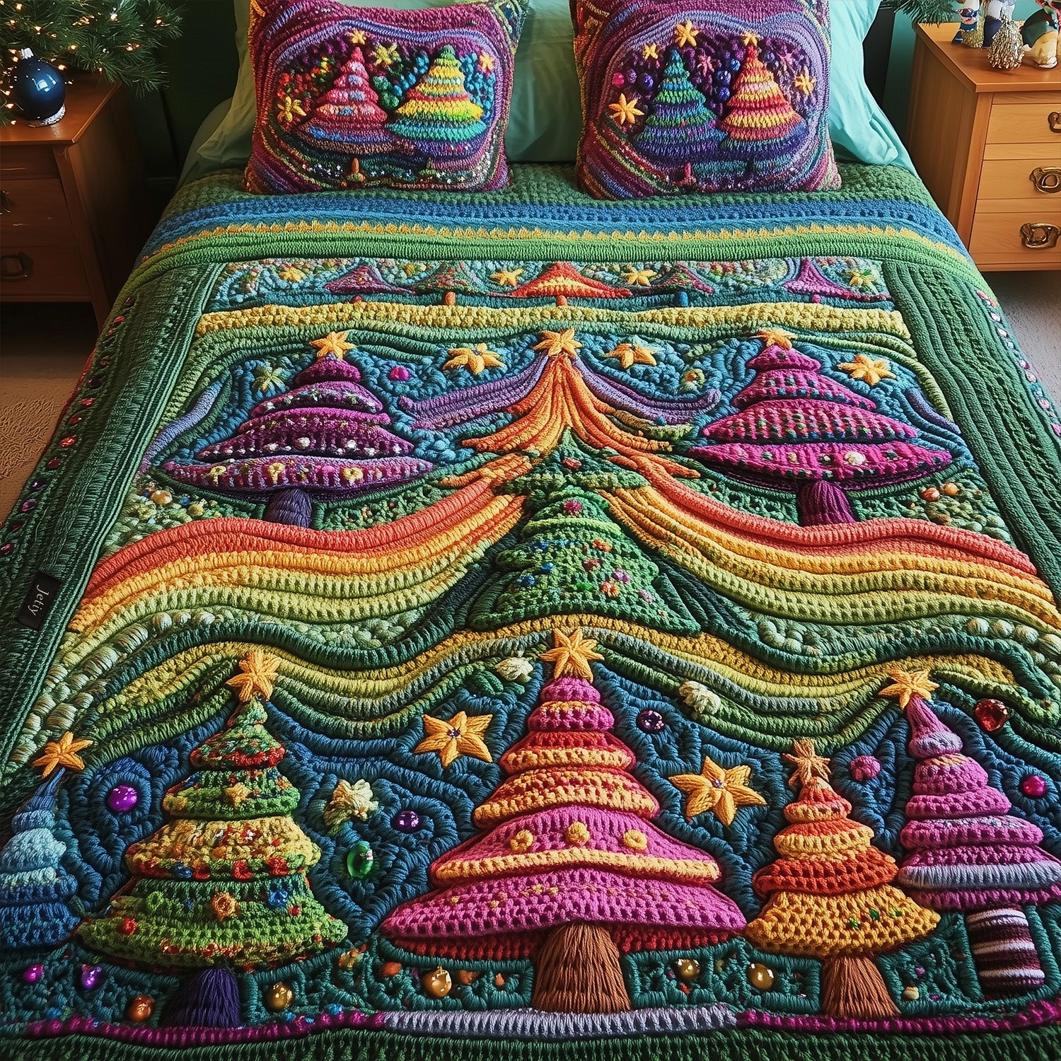 Festive Treescape 3-Piece Quilted Bedding Set NCU0PT2109 – Vantique