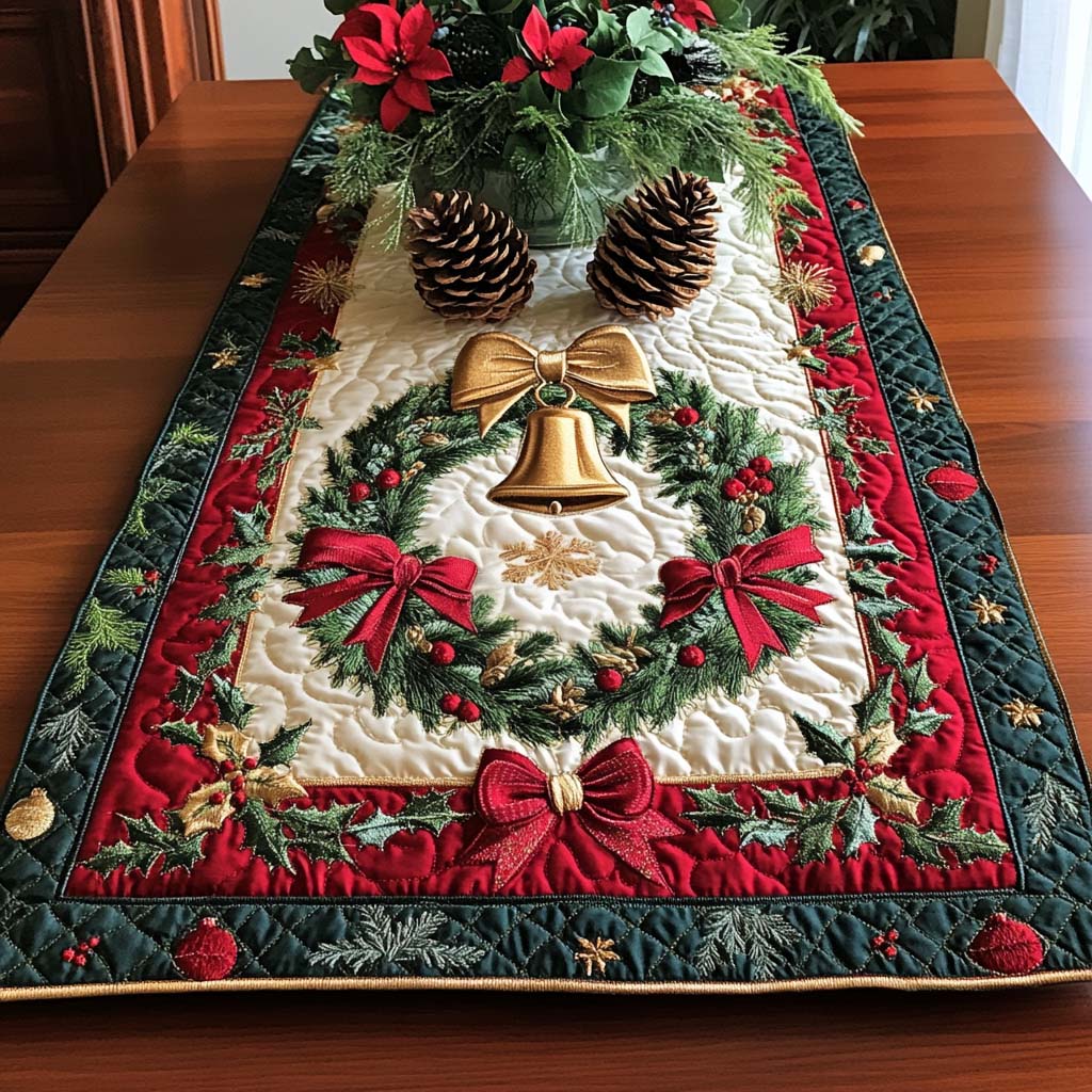 Festive Wreath Quilted Table Runner NCU0NT2061 – Vantique