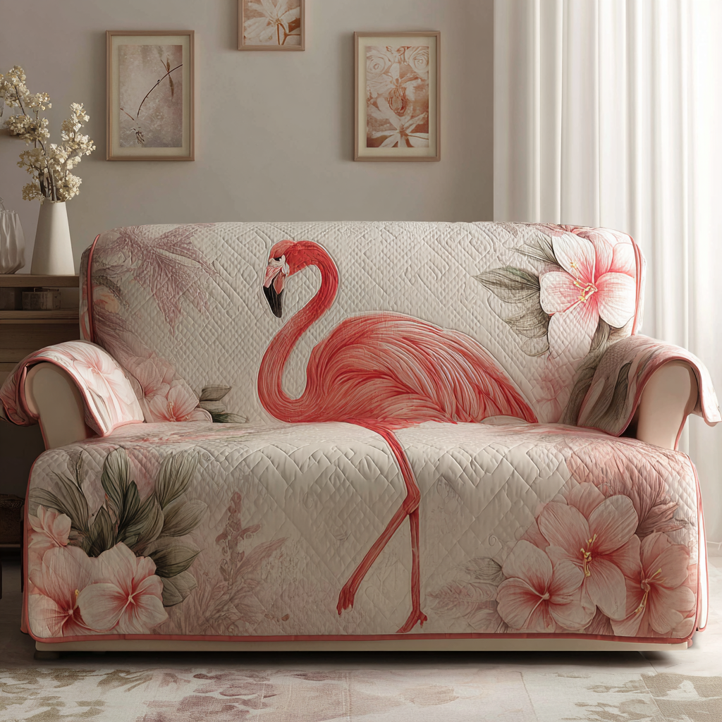 Flamingo Breeze Quilted Sofa Cover NCU0DV8999 – Vantique