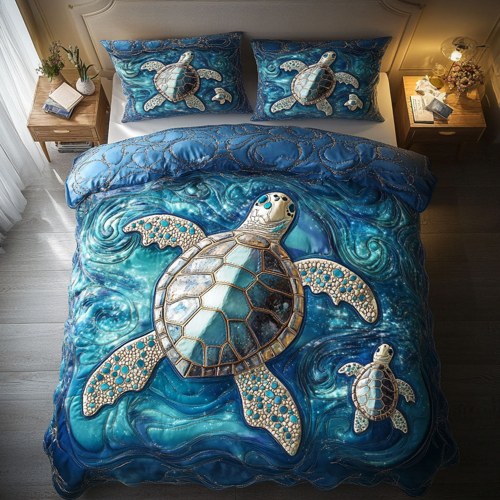 Floating Shell Magic 3-Piece Quilted Bedding Set NCU0NT7334 – Vantique