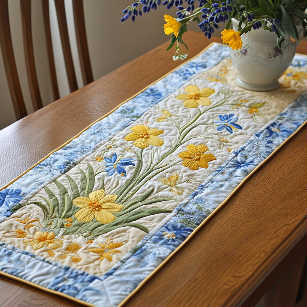 Floral Elegance Quilted Table Runner NCU0VL1653 – Vantique
